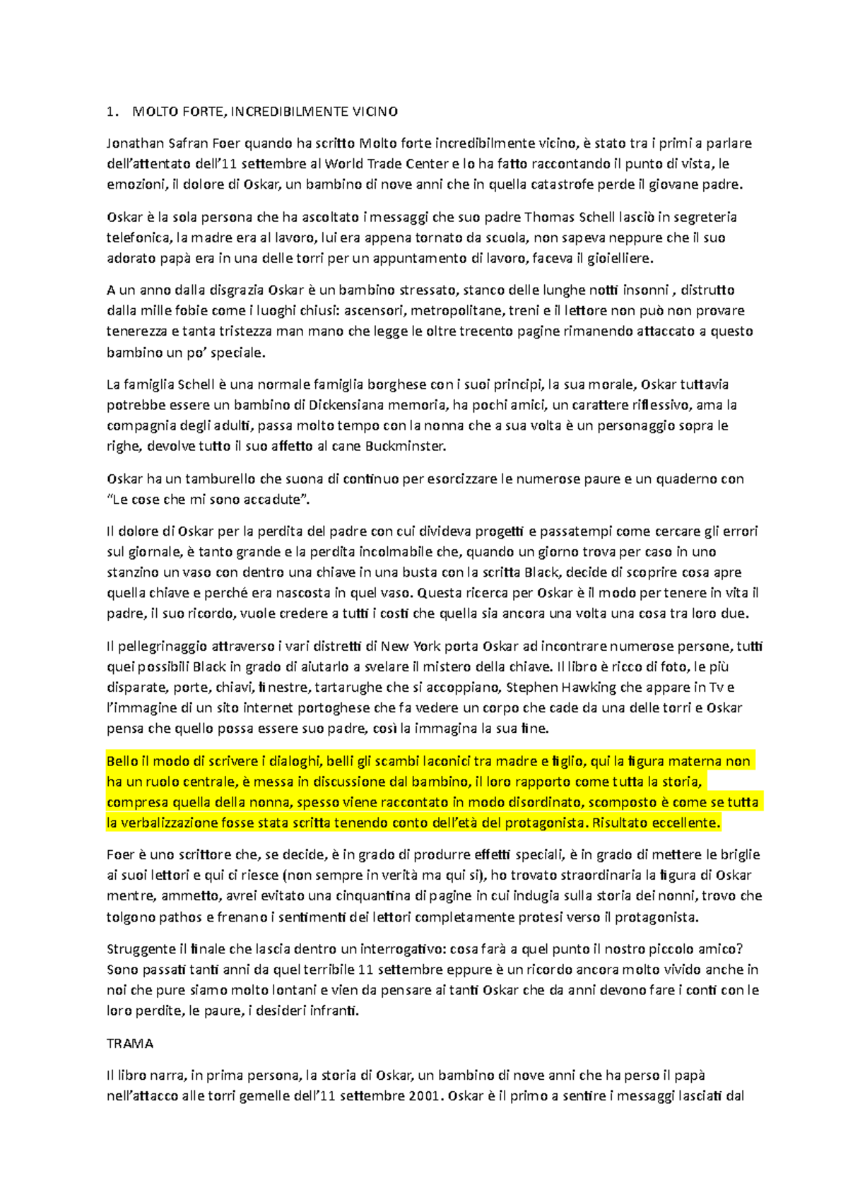 Molto forte, incredibilmente vicino - 1. MOLTO FORTE, INCREDIBILMENTE ...