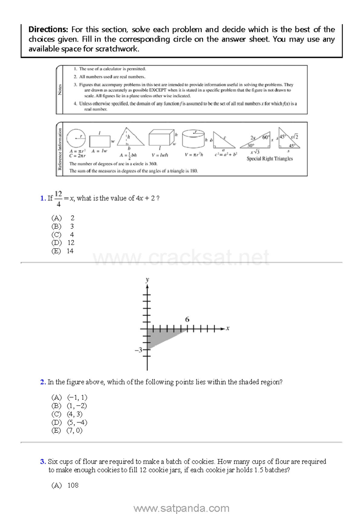 Sat math practice test 5 www - Directions: For this section, solve each ...