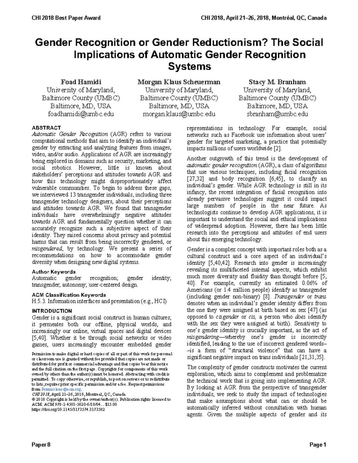 Gender rec Hamidi et al 2019 - Gender Recognition or Gender ...