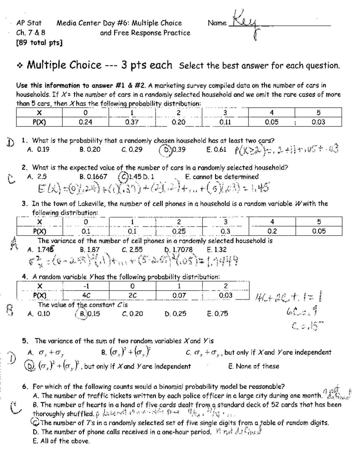 Key mult choice fr handout - Studocu