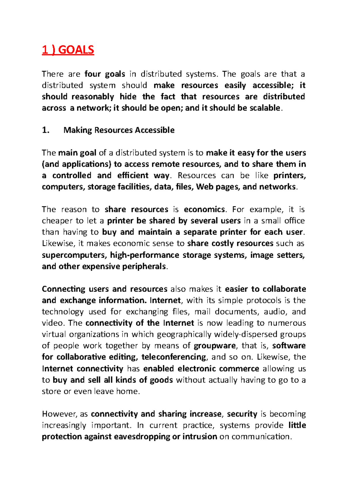 DC IMP MOD 1 - DISTRIBUTED COMPUTING - 1 ) GOALS There are four goals in distributed systems ...