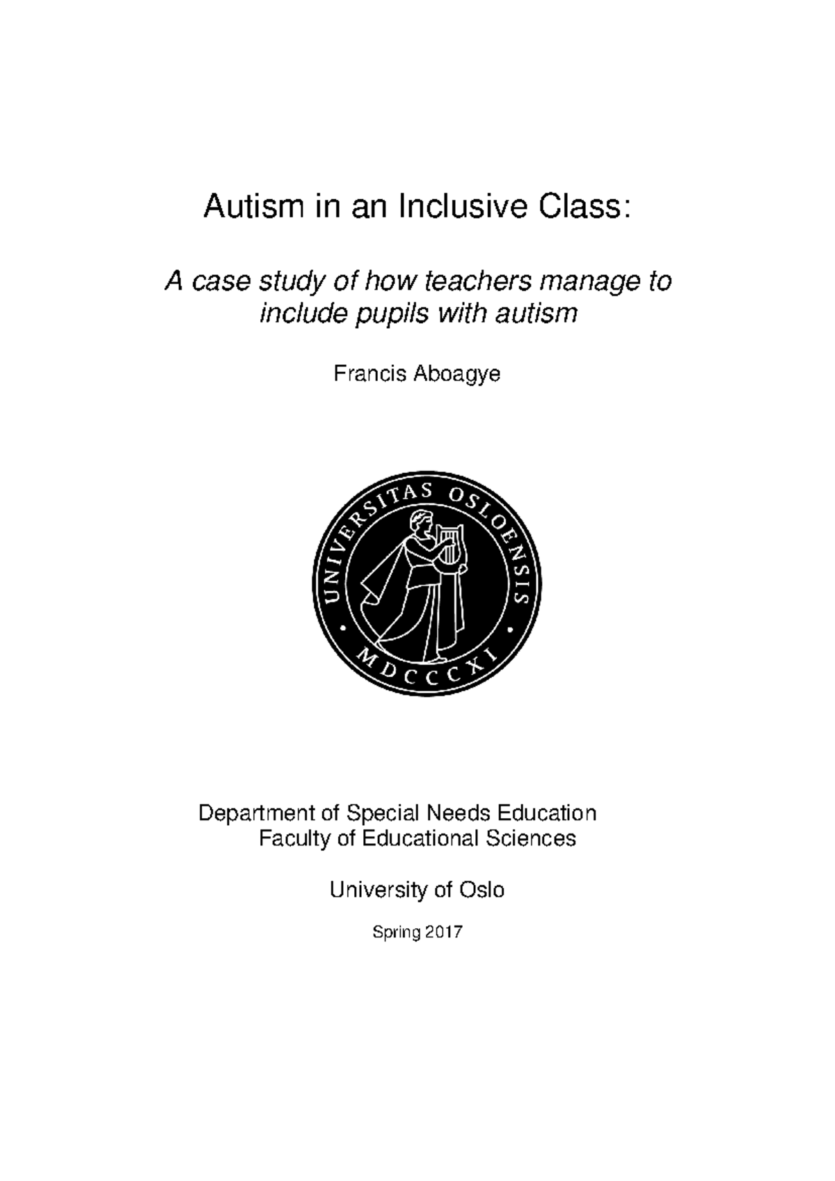 Can-16 - Autism in an Inclusive Class: A case study of how teachers ...