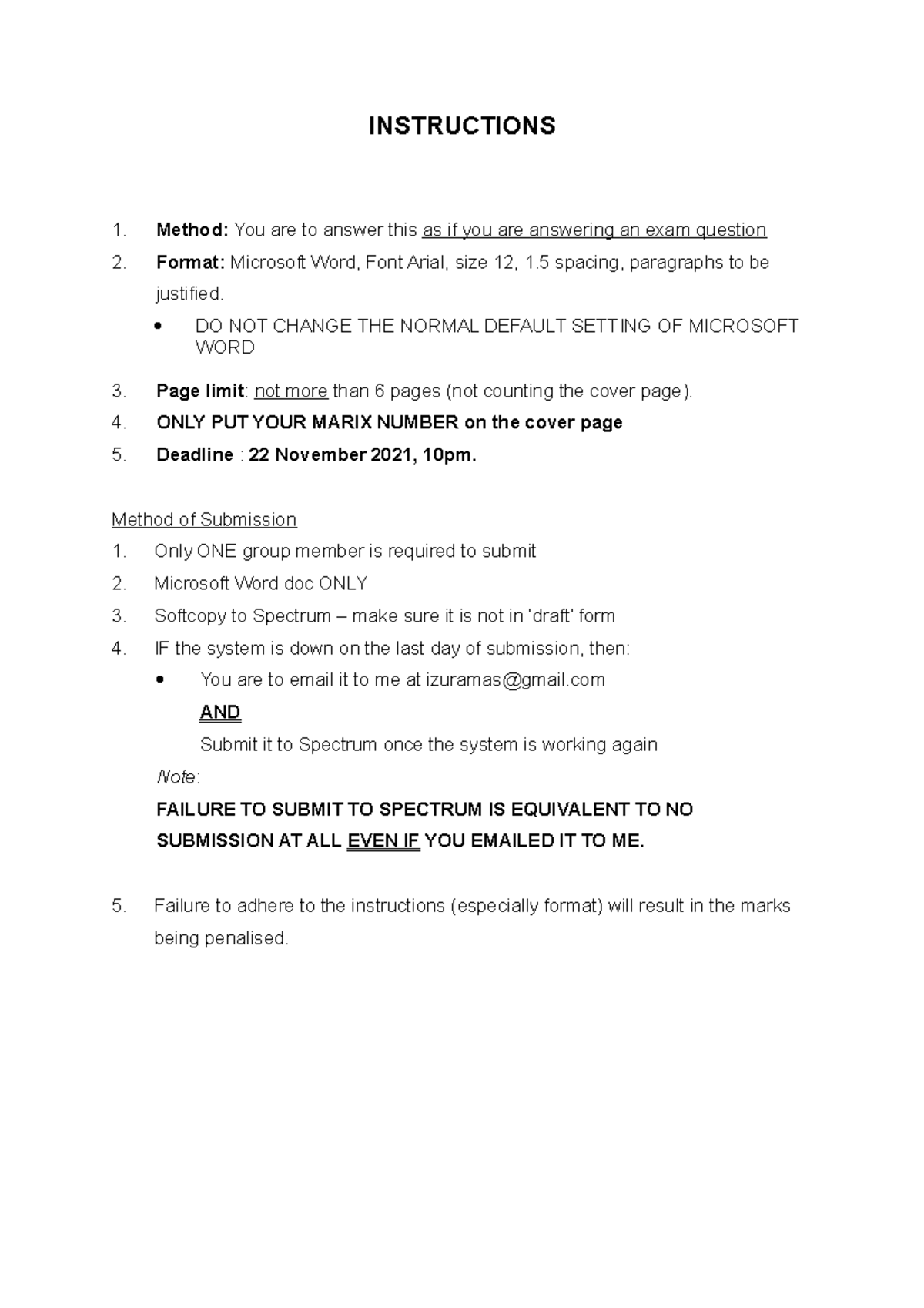 Assignment Instructions (20212022) for Law - INSTRUCTIONS Method: You ...