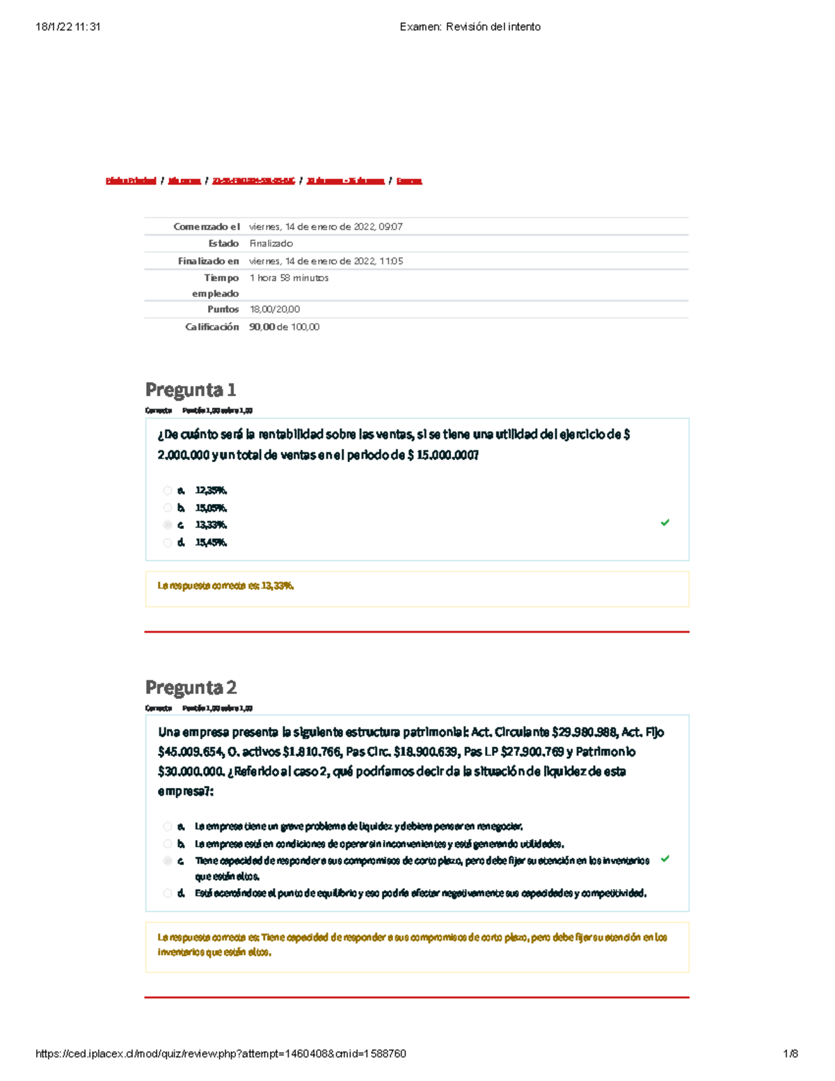 Examen finanzas 1 - Página Principal / Mis cursos / 21-5B-FIM1004-591 ...