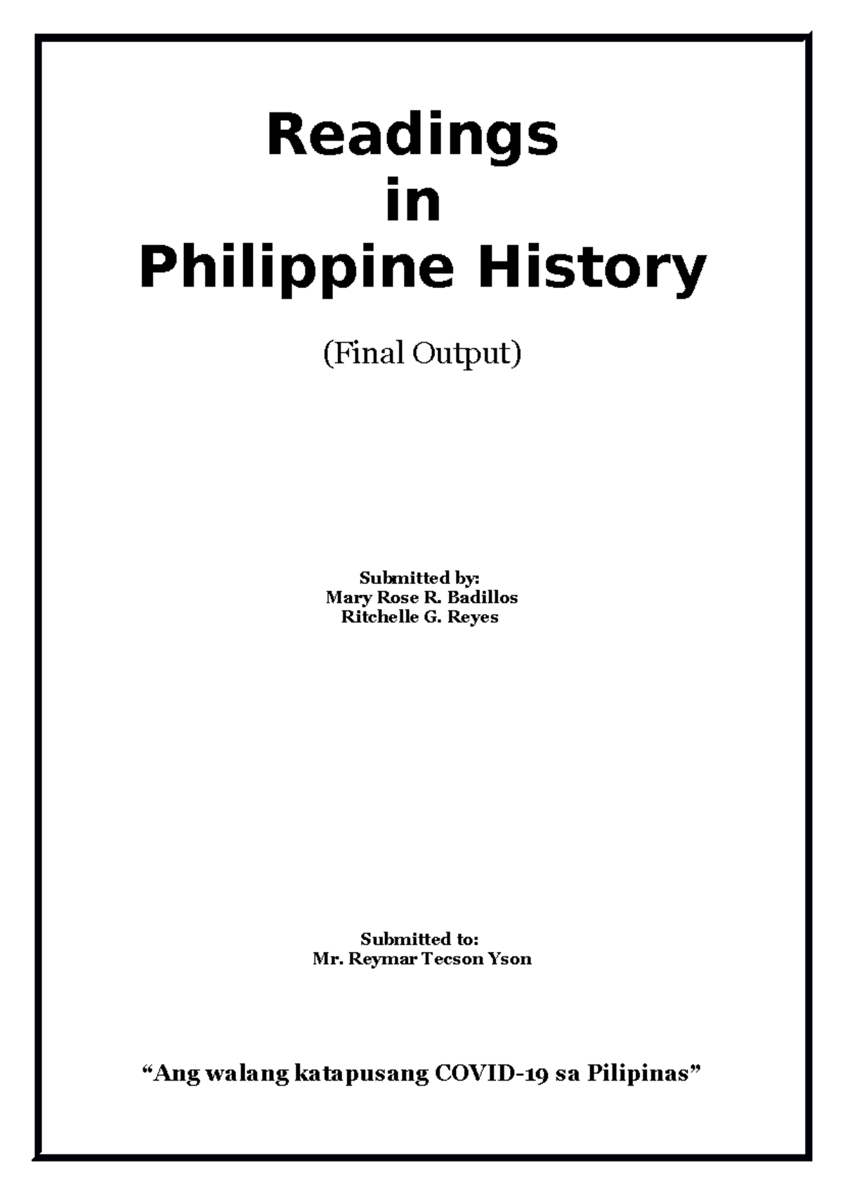 Final-Output RPH - Accounting - Readings in Philippine History (Final ...