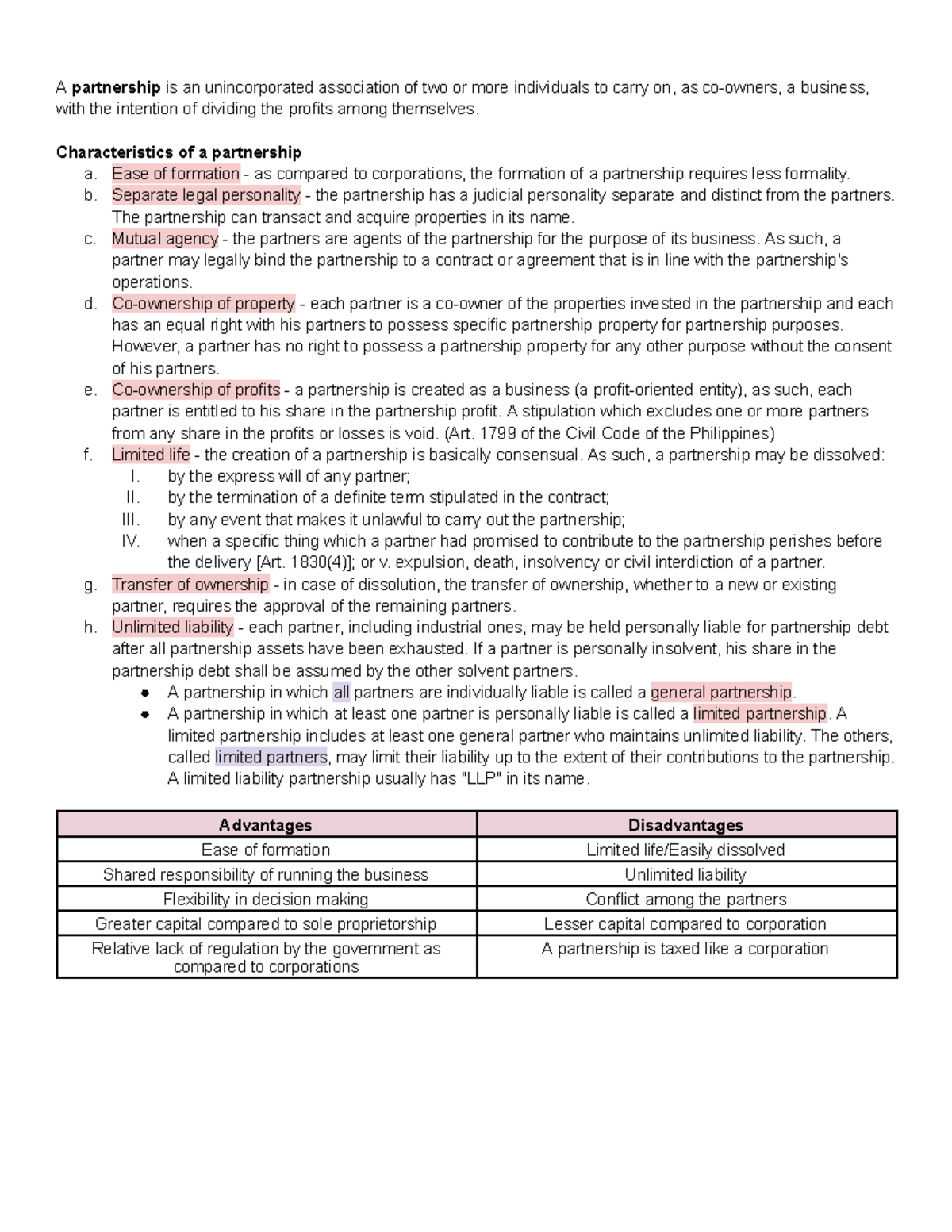 Partnership Formation - A partnership is an unincorporated association ...