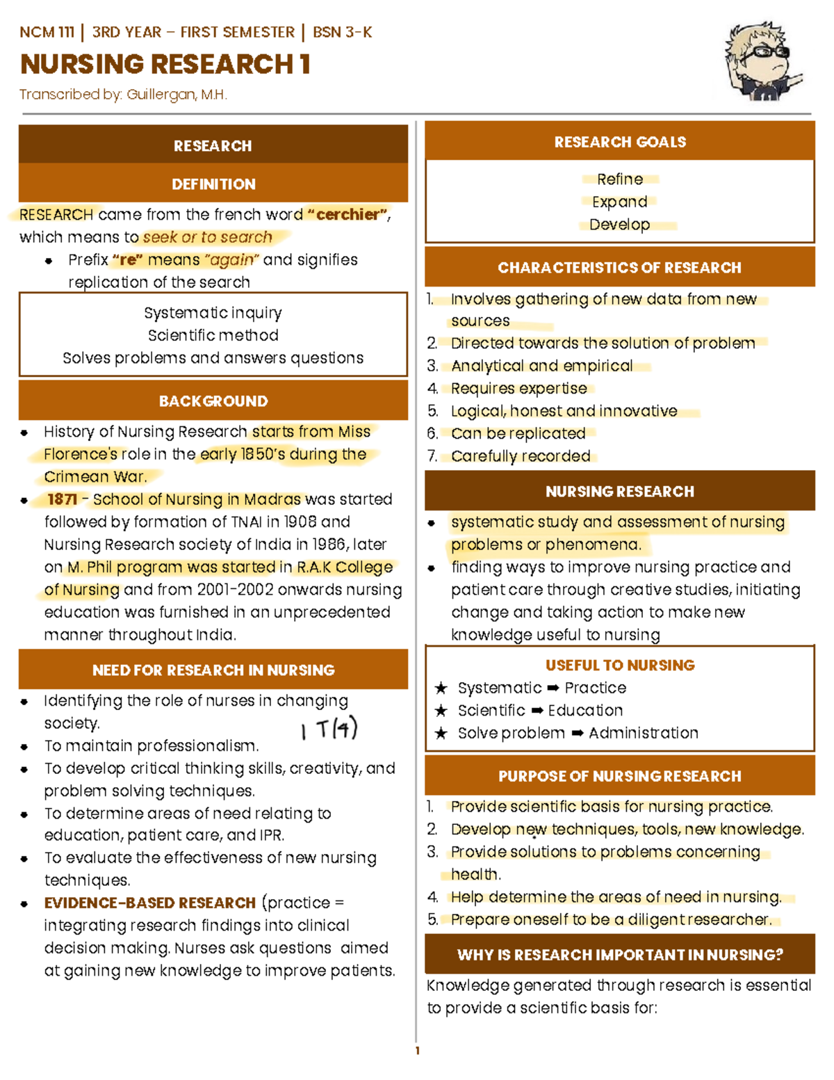 NCM 111 Module 1 Prelims - NURSING RESEARCH 1 Transcribed by ...