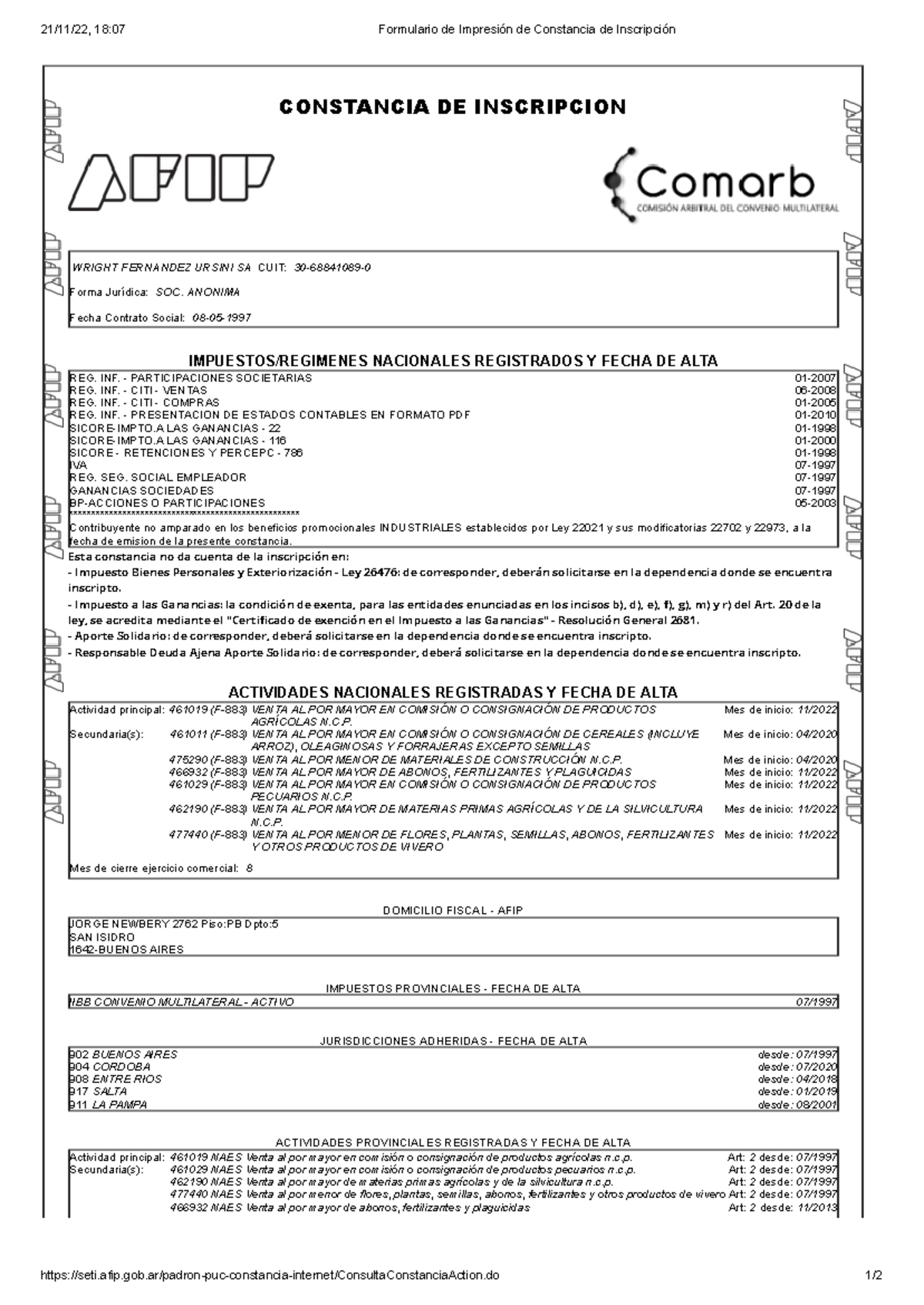 AFIP - Administración Federal de Ingresos Públicos CAJA 3 - 21/11/22 ...