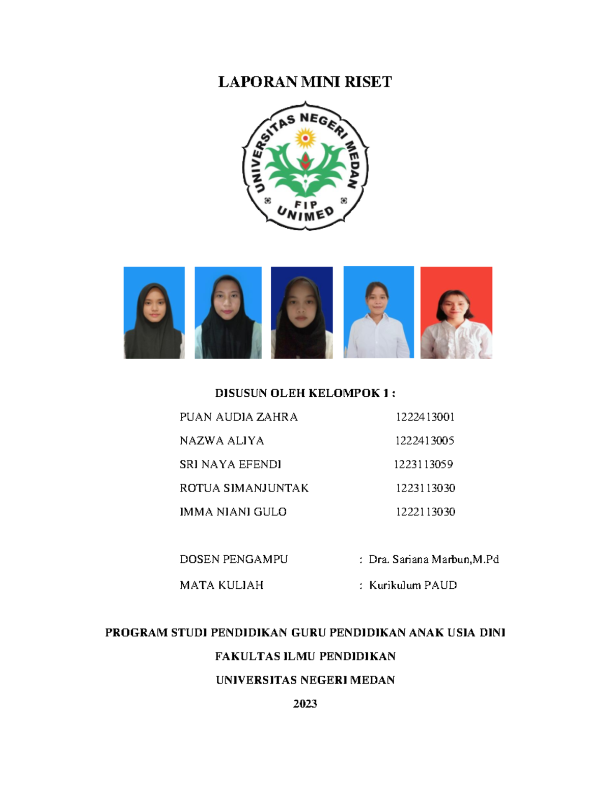 Laporan Mini Riset Kurikulum - LAPORAN MINI RISET DISUSUN OLEH KELOMPOK ...