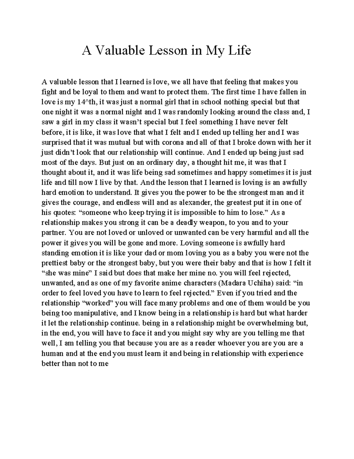 A Valuable Lesson in My Life (edit) - A Valuable Lesson in My Life A ...