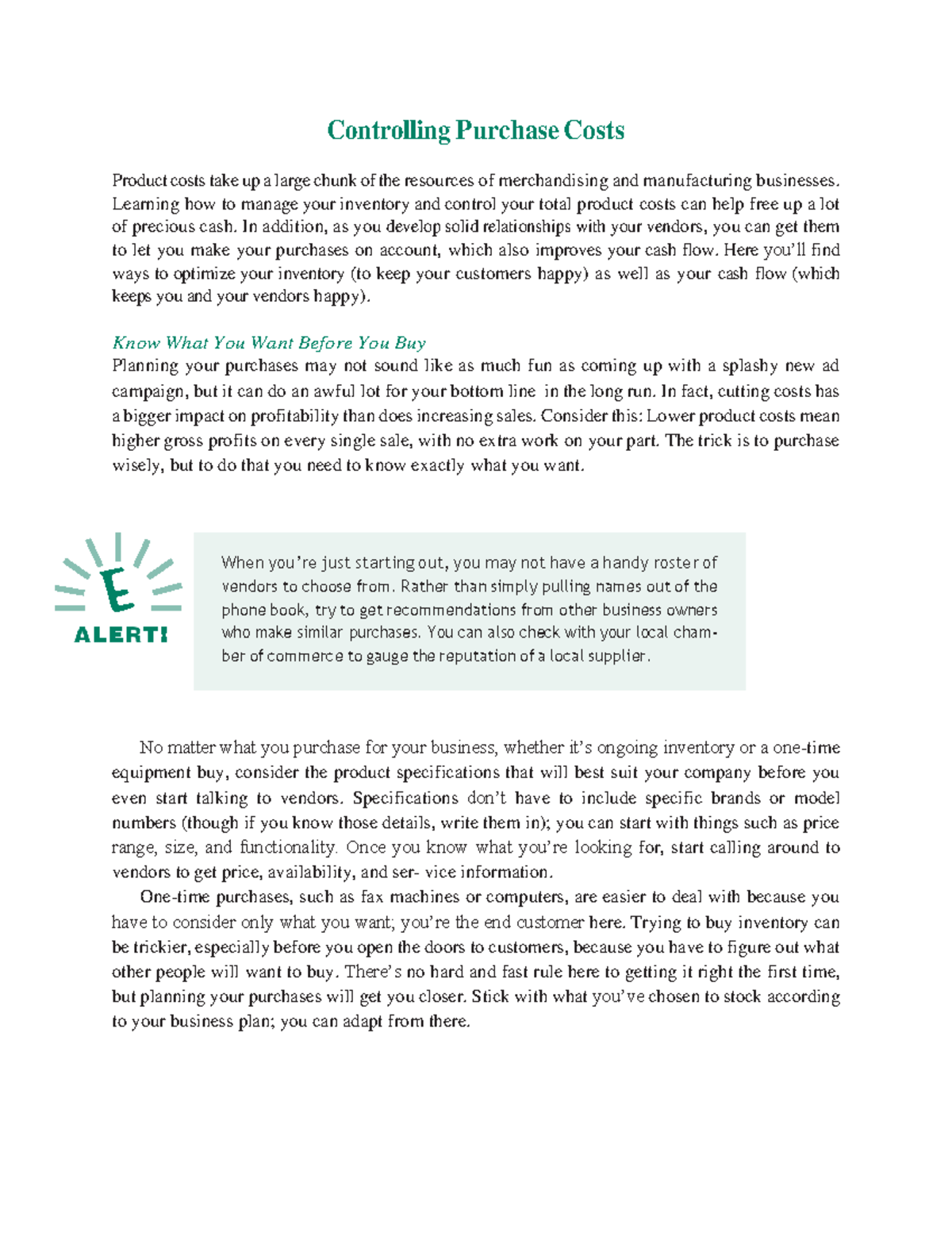 Controlling Purchase Costs - Controlling Purchase Costs Product costs ...