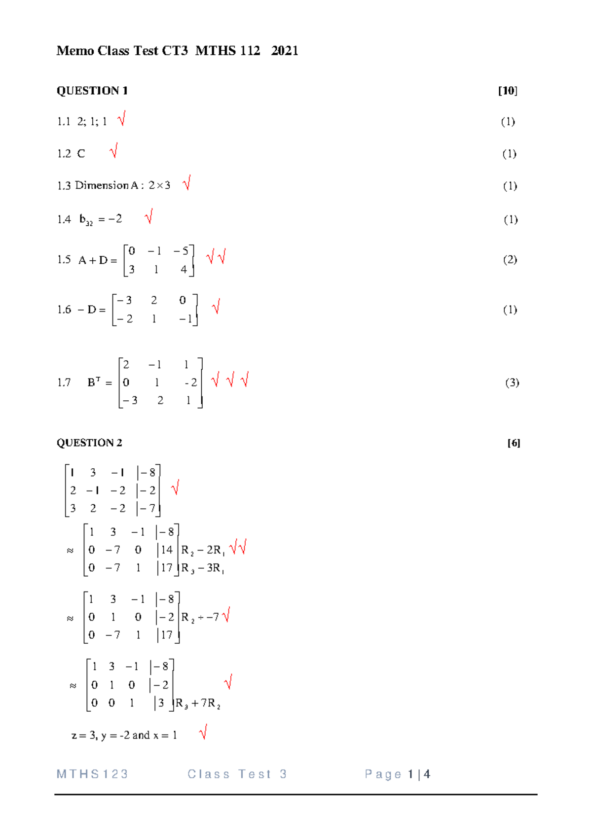 Memo MTHS 123 CT3 2021 - Memo for a test of practice purposes - Memo ...