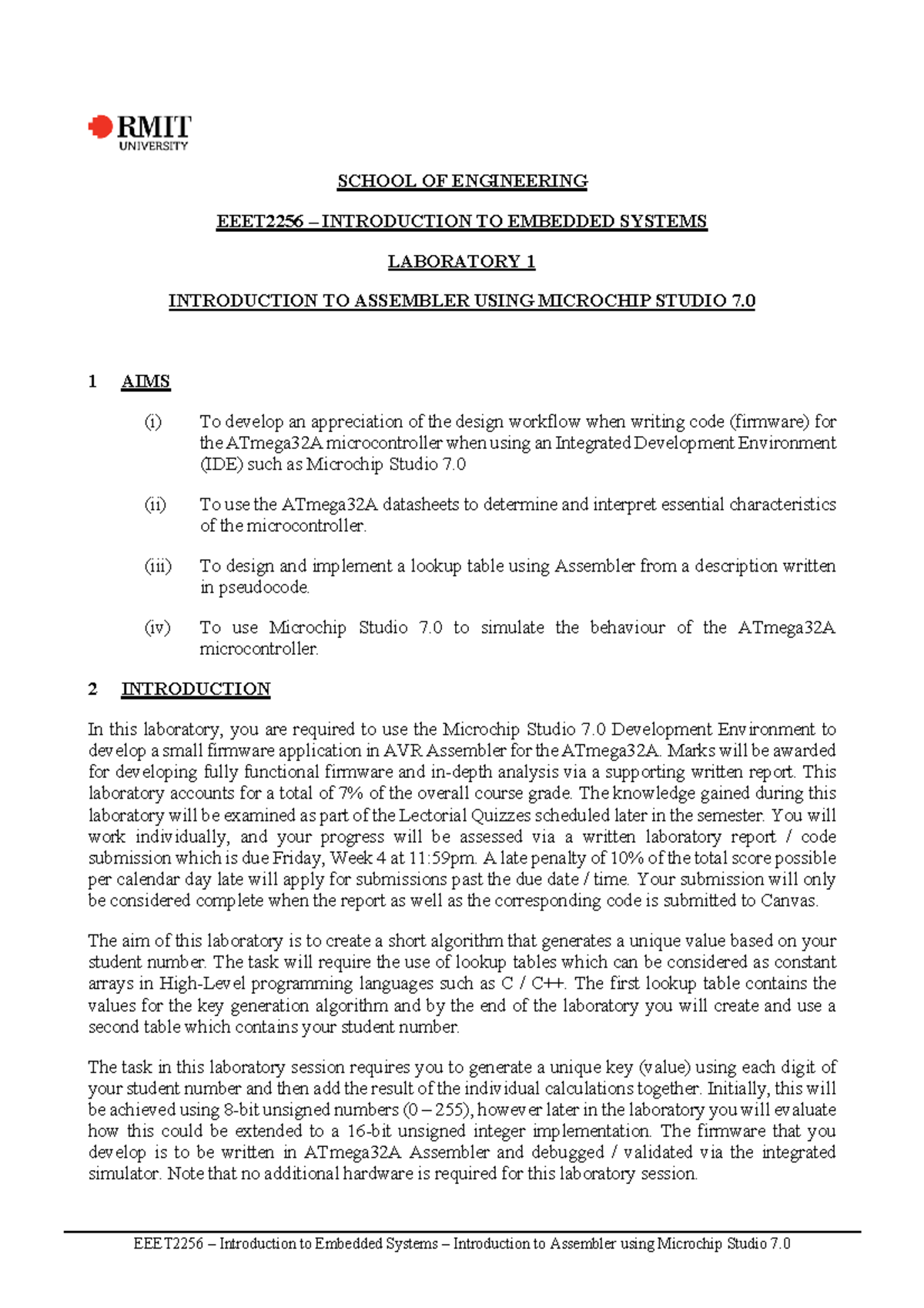 EEET2256 Laboratory 1 - Please write the code use Student Id s3823717 - SCHOOL OF ENGINEERING ...