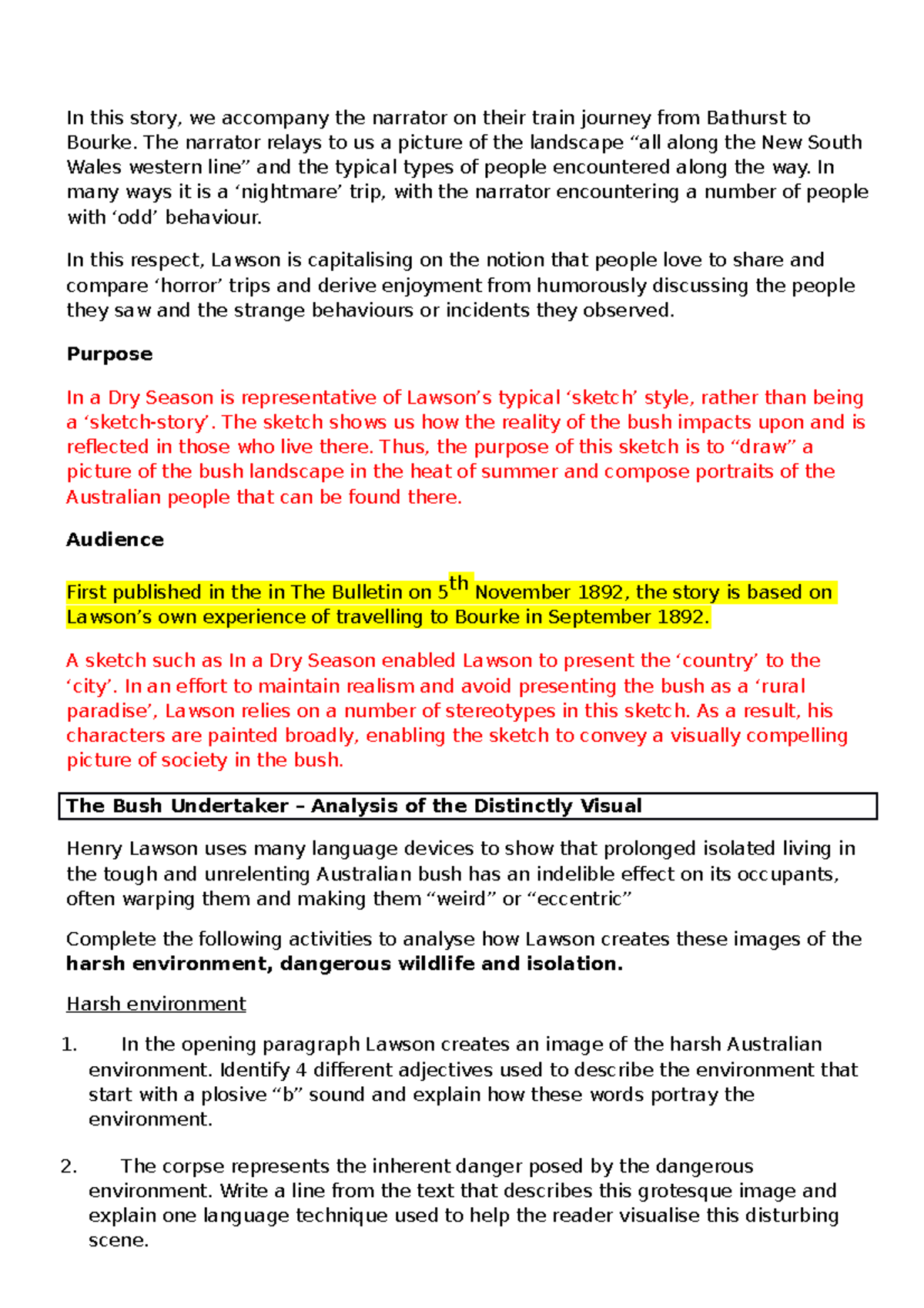 The bush undertaker - very useful condensed info on Lawson's text - In ...
