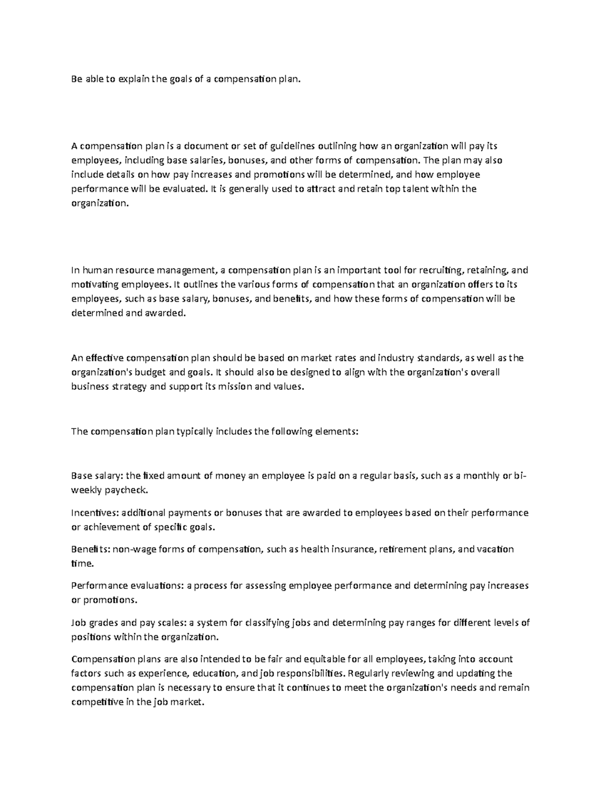 Compensation plan - A compensation plan is a document or set of ...