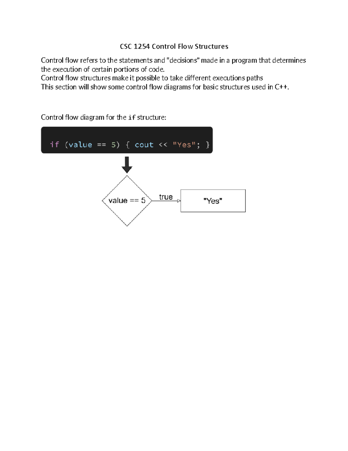 Control Flow Structures Csc 1254 Control Flow Structures Control Flow Refers To The Statements