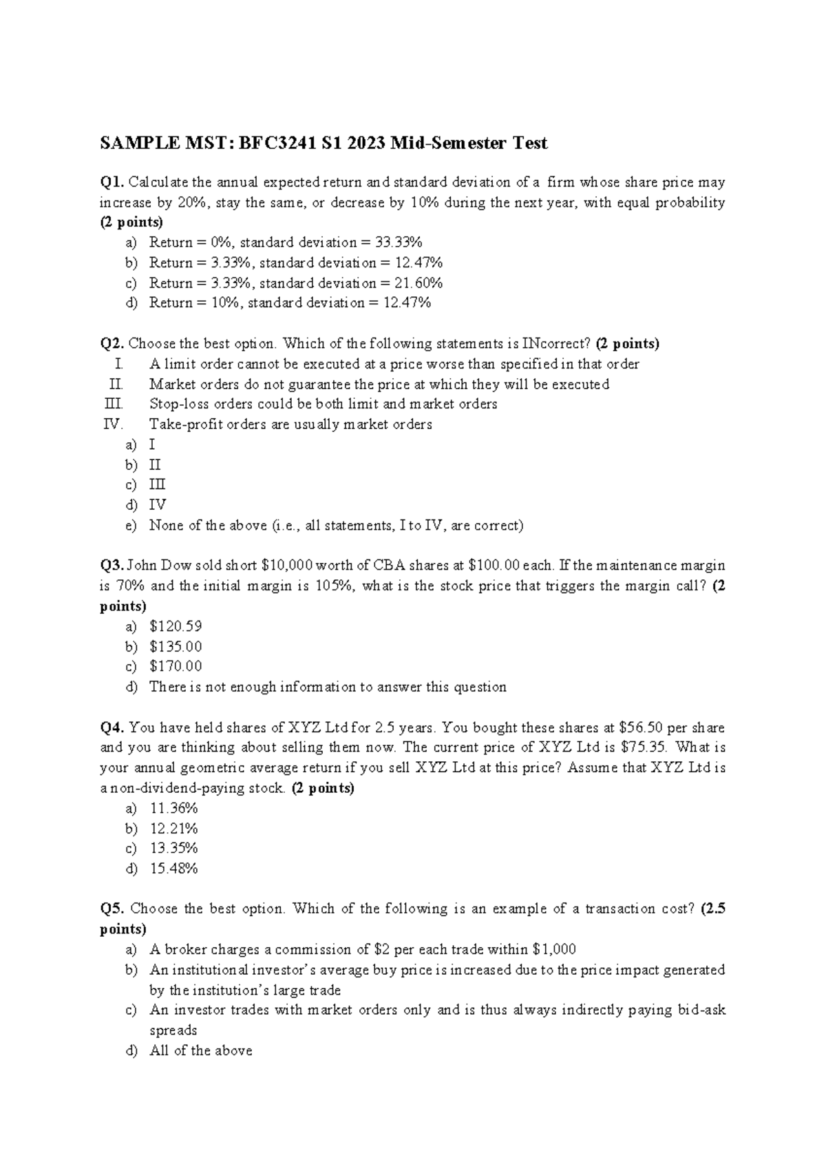 Sample Exam MST 2023 - SAMPLE MST: BFC3241 S 1 2023 Mid-Semester Test ...