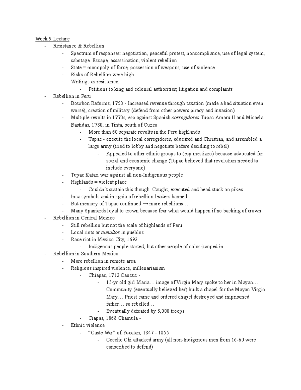 History 8A Lecture Notes - Week 9 - Week 9 Lecture - Resistance ...