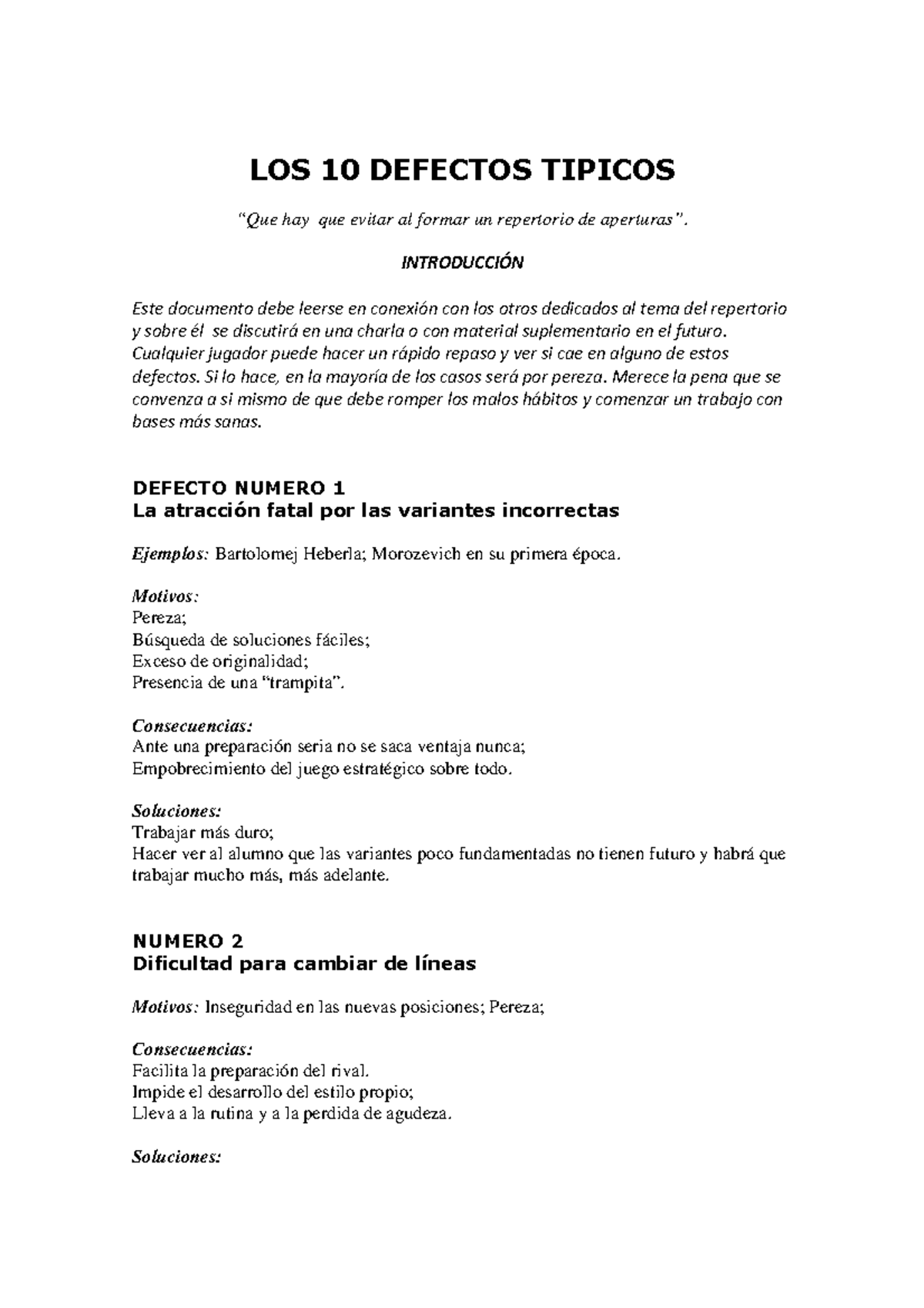 LOS 10 Defectos Tipicos - LOS 10 DEFECTOS TIPICOS “Que hay que evitar ...