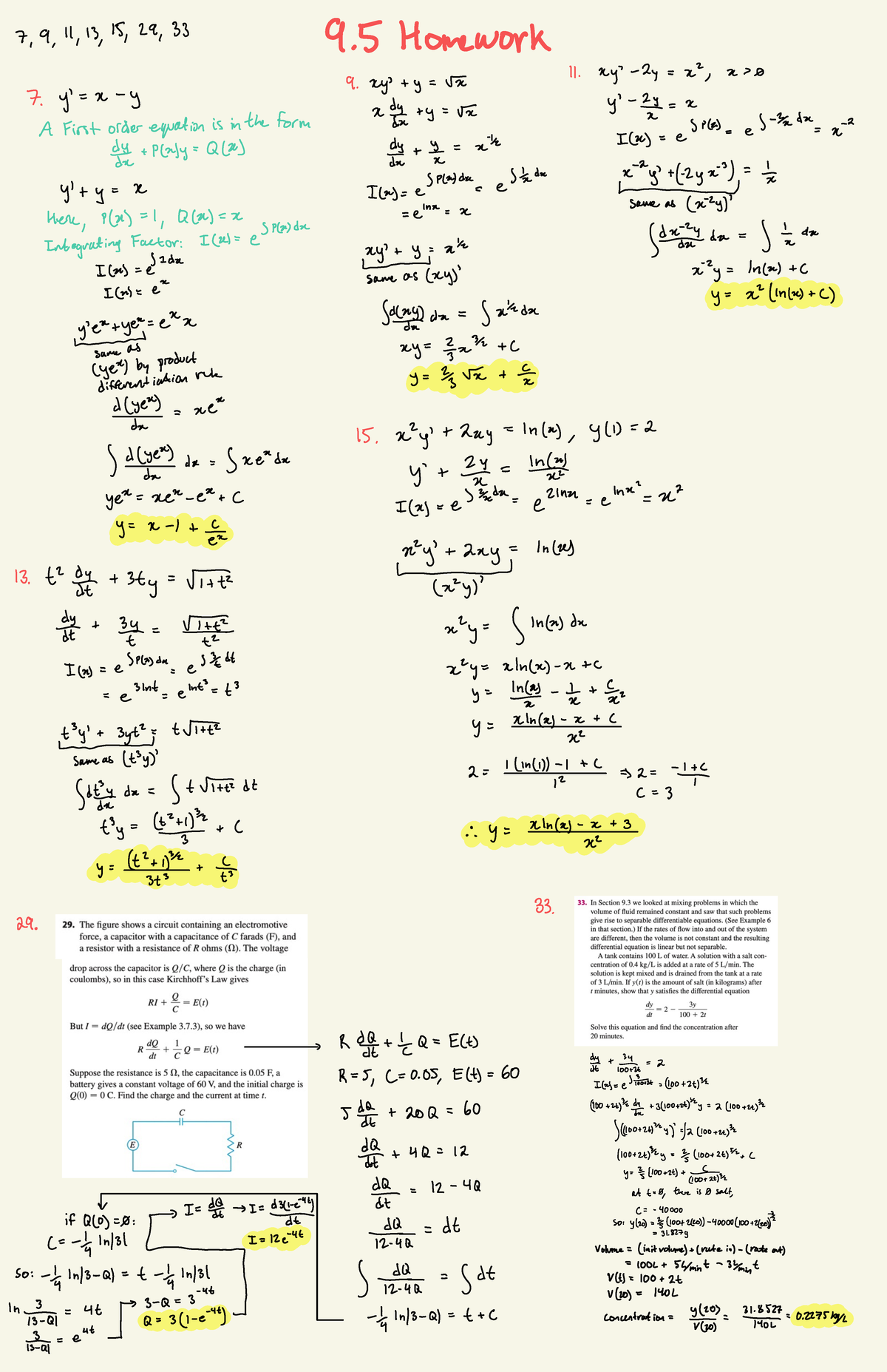 9.5 Problems - CALC II HMWRK - REVIEW AND PRACTICE - 7,9 , 11,13, 15 ...