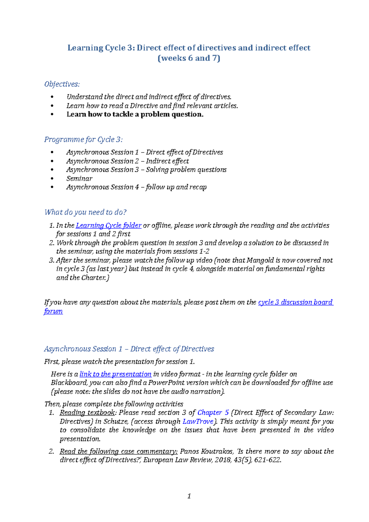 2021 Cycle 3 Handout - final - Learning Cycle 3: Direct effect of ...