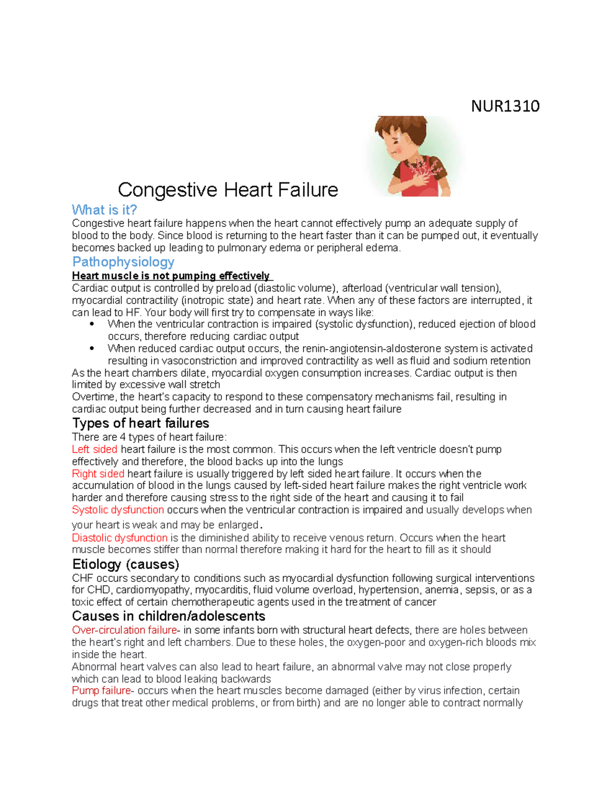 CHF Peds - CLASS NOTES - NUR Congestive Heart Failure What is it ...