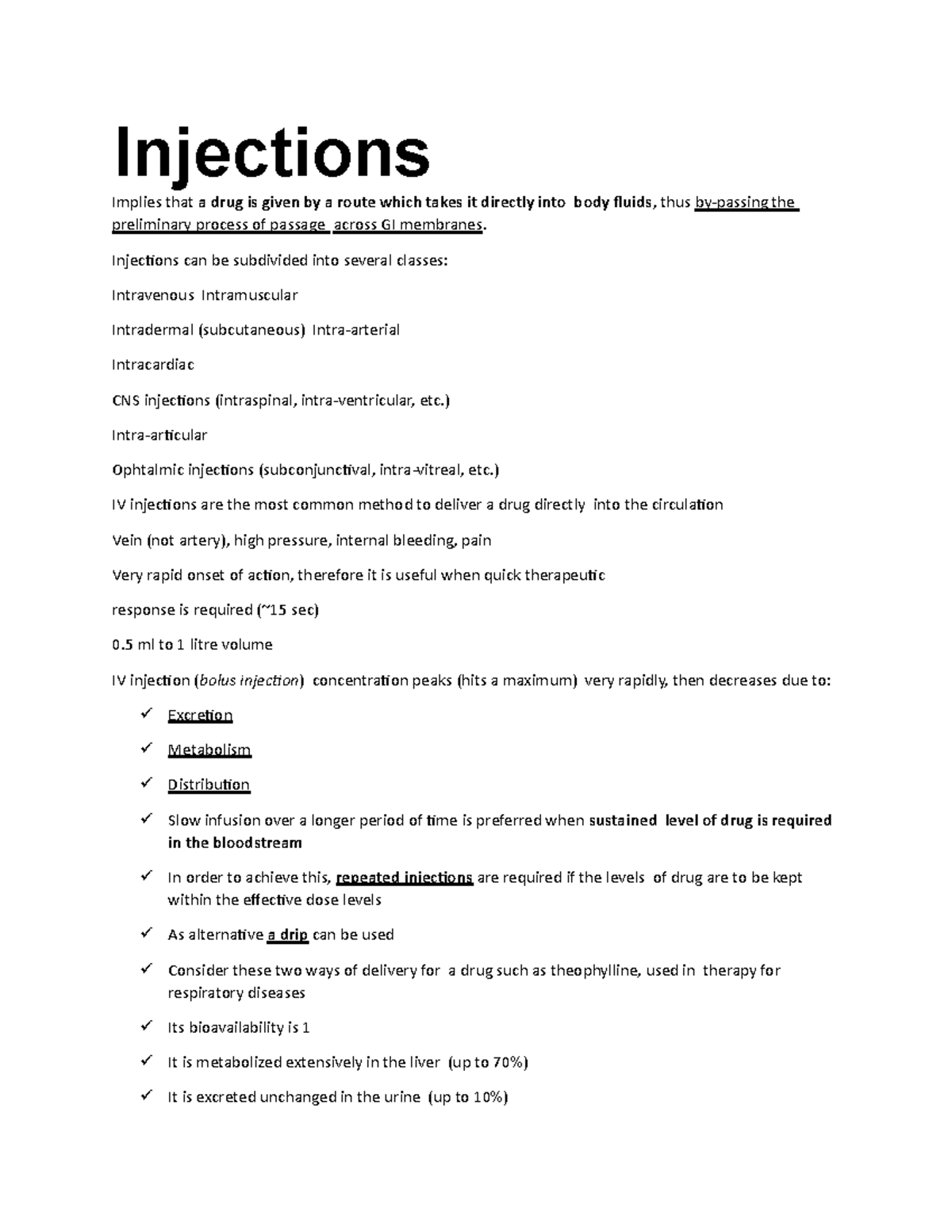 Injections - Lecture notes/summary making medicines - Injections ...