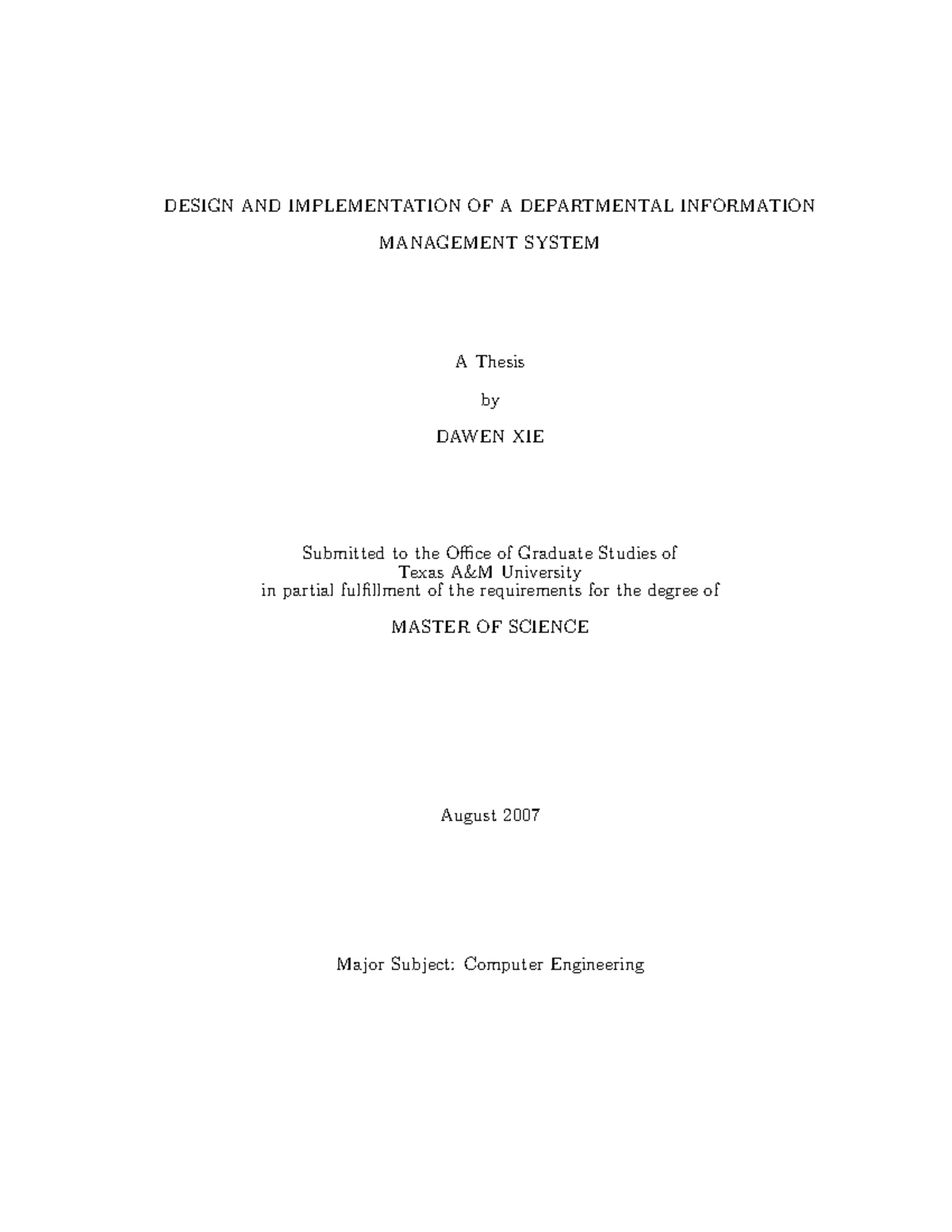 XIE- Thesis - portal system - DESIGN AND IMPLEMENTATION OF A ...