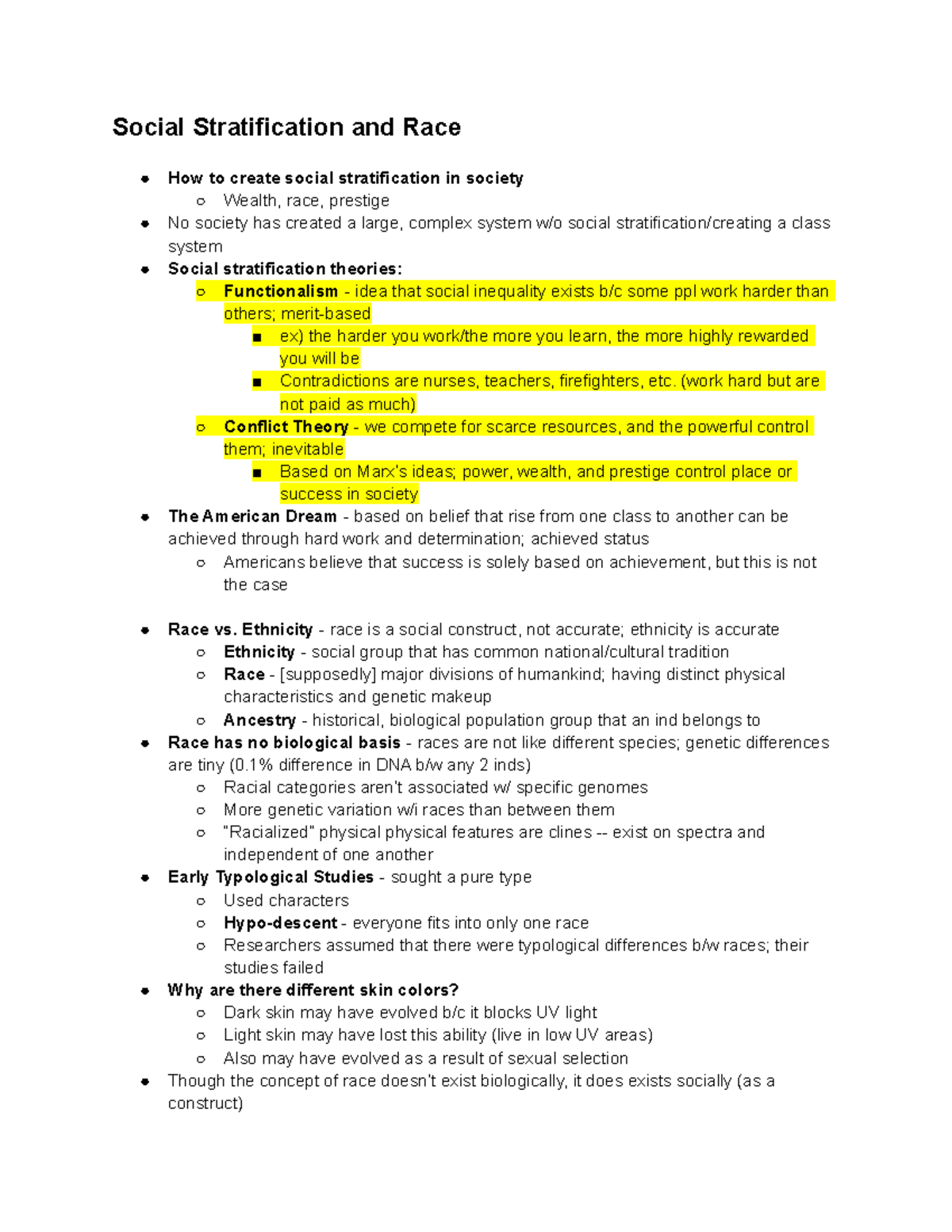 ANT - 10 9 17 - Lecture notes 9 - Social Stratification and Race How to ...