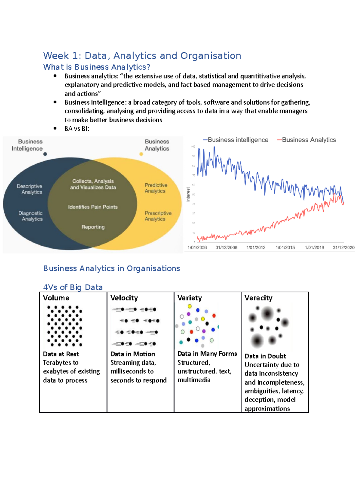 Notes from Lecture Slides - Week 1: Data, Analytics and Organisation ...