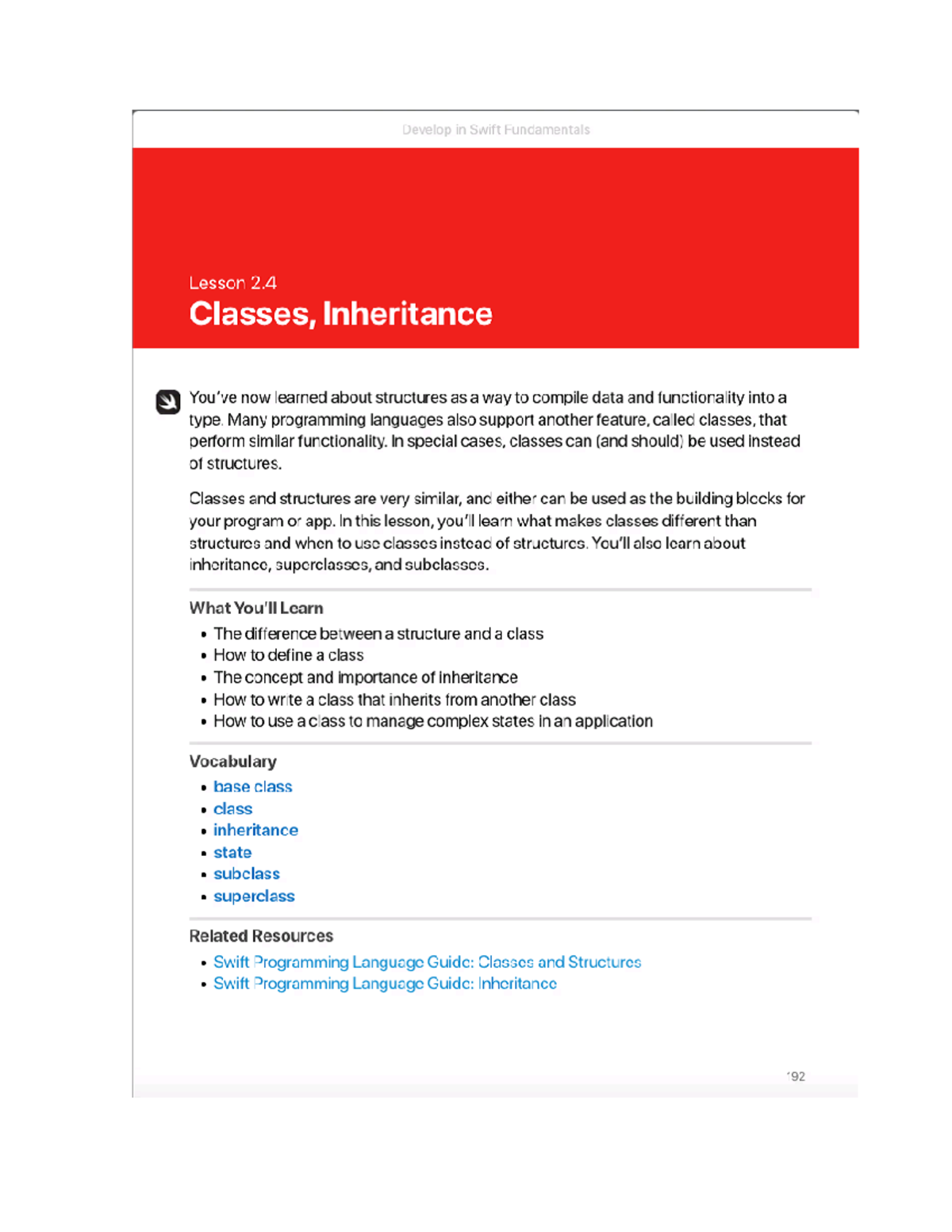 Develop in Swift Fundamentals 2.4 Clasess, inheritance - Fundamentos de ... Develop in Swift Fundamentals 2.4 Clasess, inheritance - Fundamentos de ...