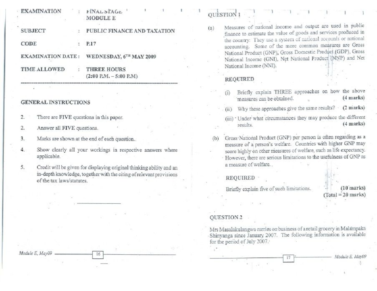 May 2009 past paper for reference and practice - Financial Accounting ...
