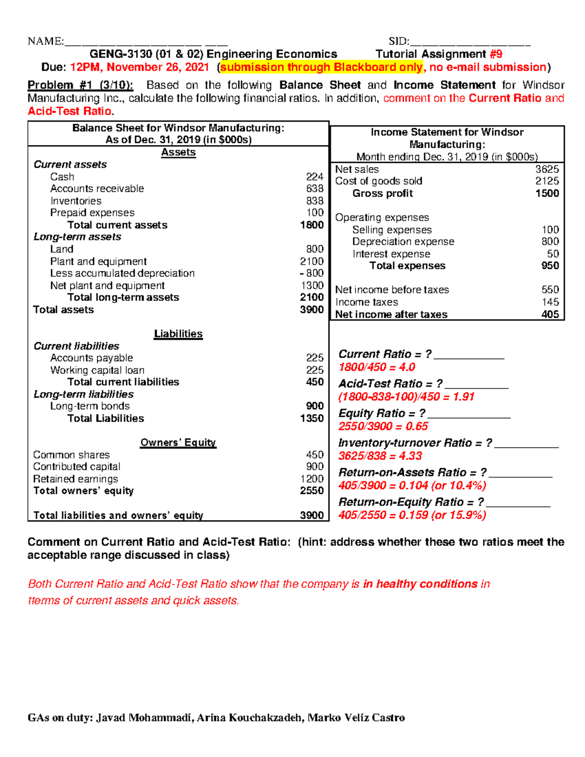 Tutorial 9 Nov26 solution - NAME:________________________ ____ SID:_____________________ GAs on ...