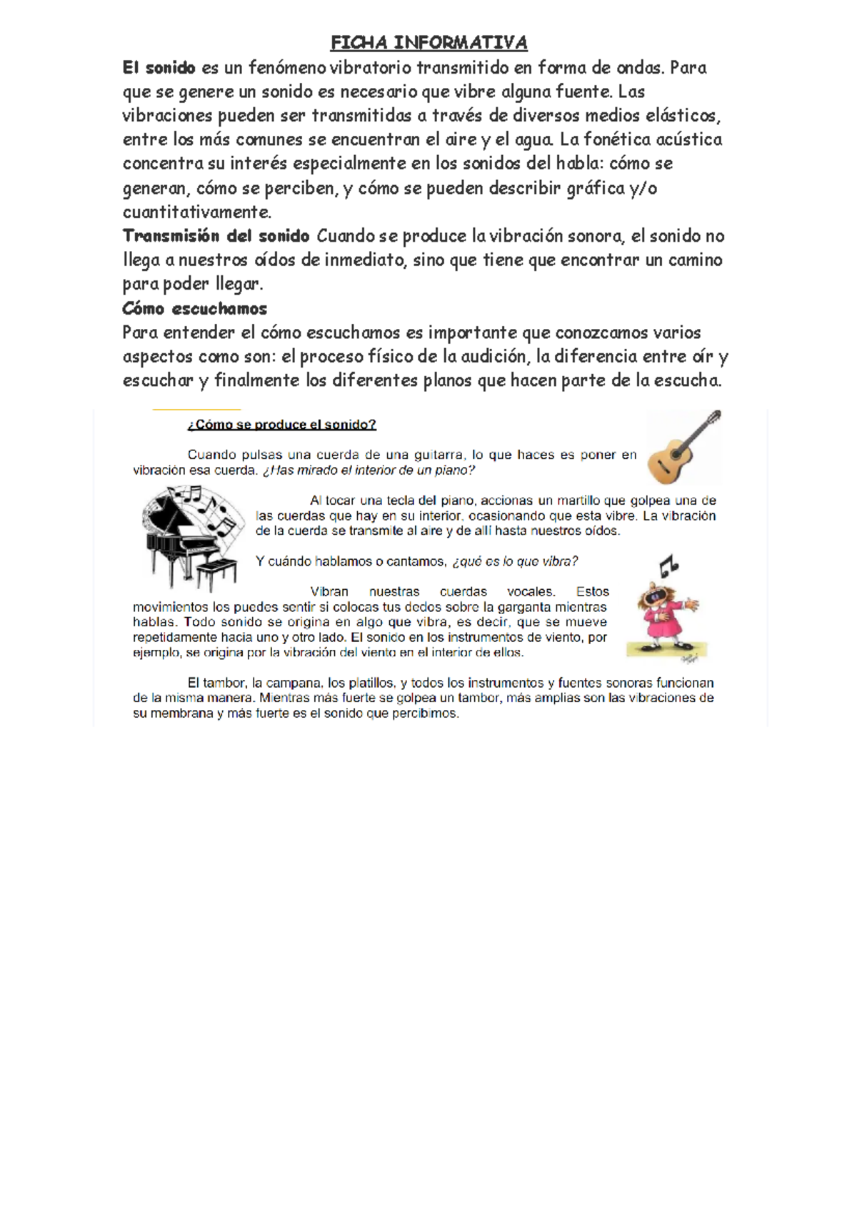Ficha Informativa - mnknlmlml, - FICHA INFORMATIVA El sonido es un ...