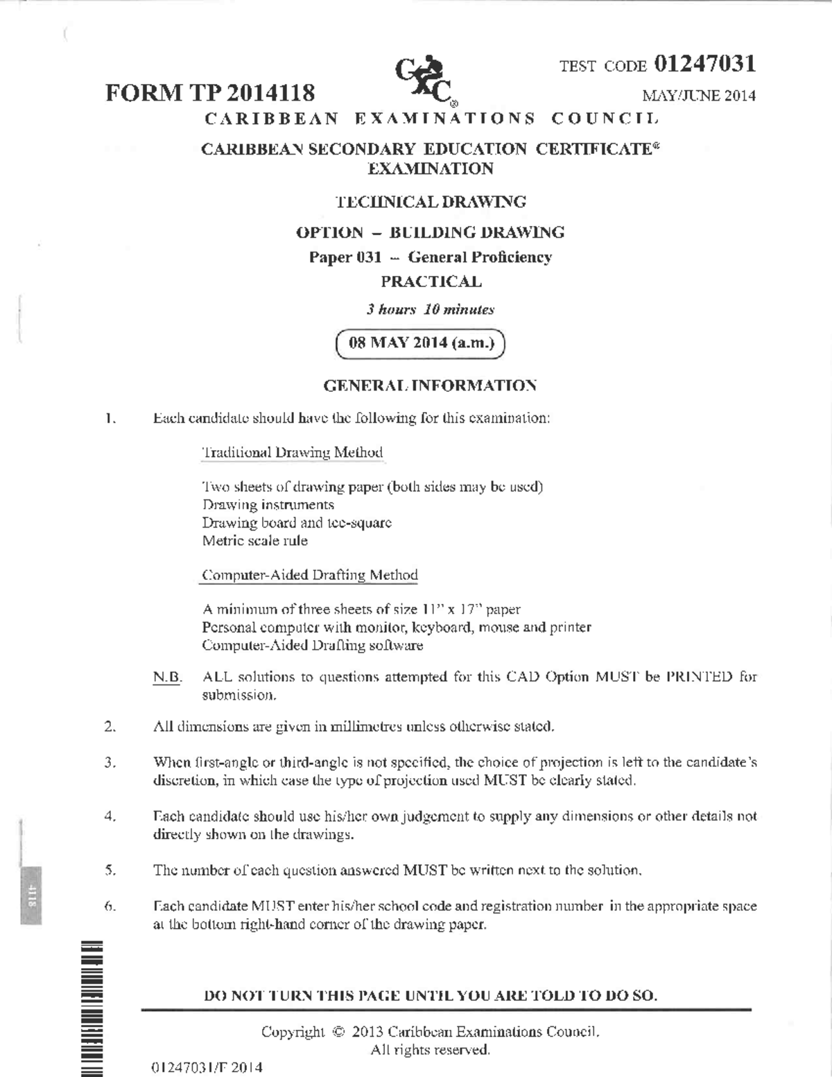 June 2014 p3 - assignment - %. ####### TEST CODE OI247O3I FORM TP ...