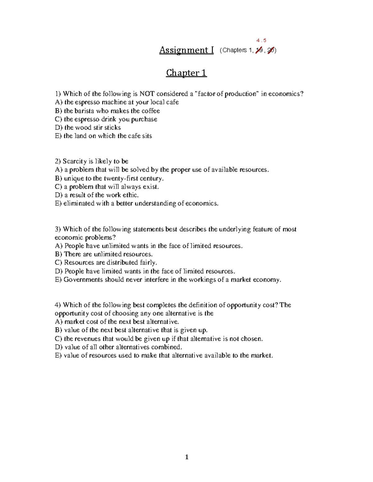 Assignment I-3 copy - Assignment I Chapter 1 1 ) Which of the following ...