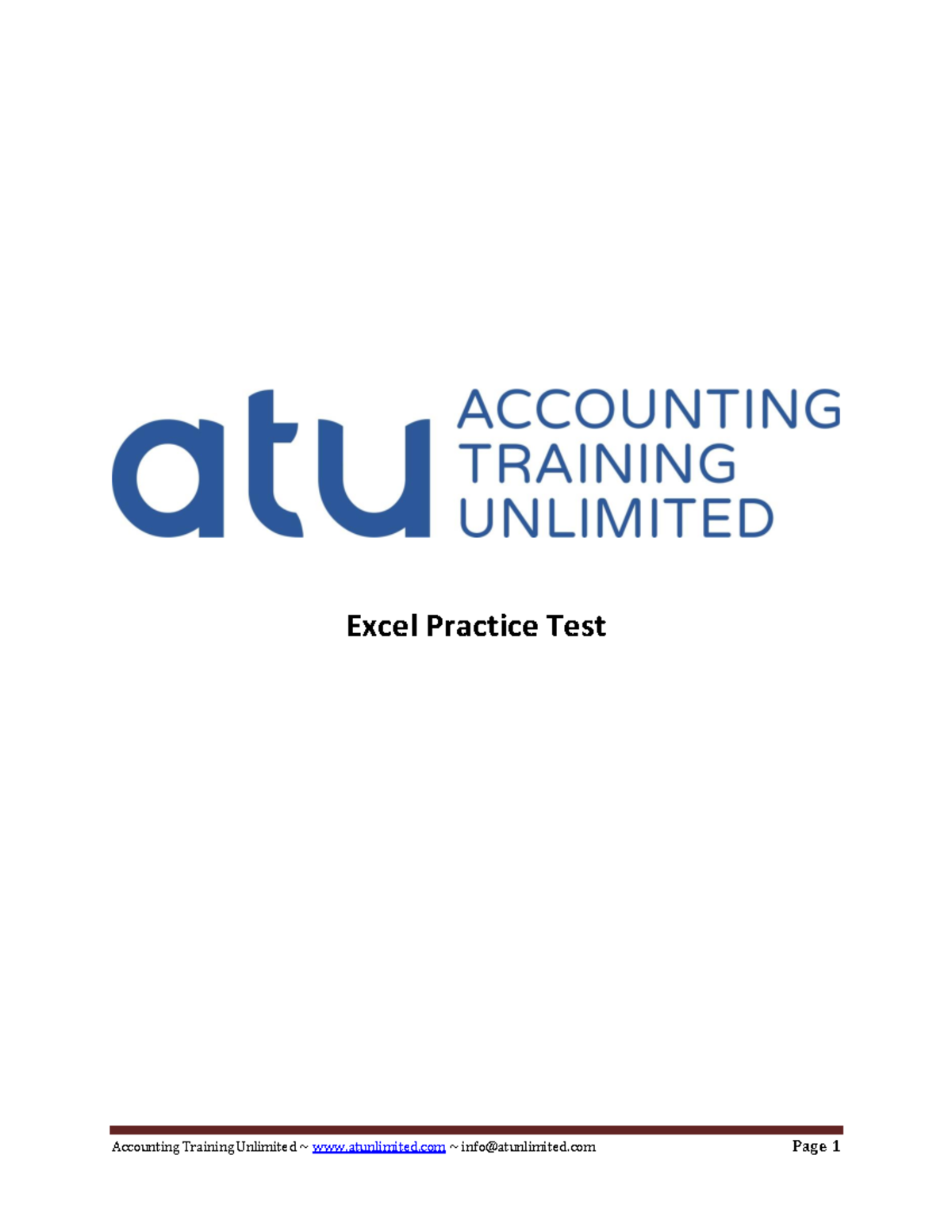 Excel Practice Test - For completion - Excel Practice Test Table of ...