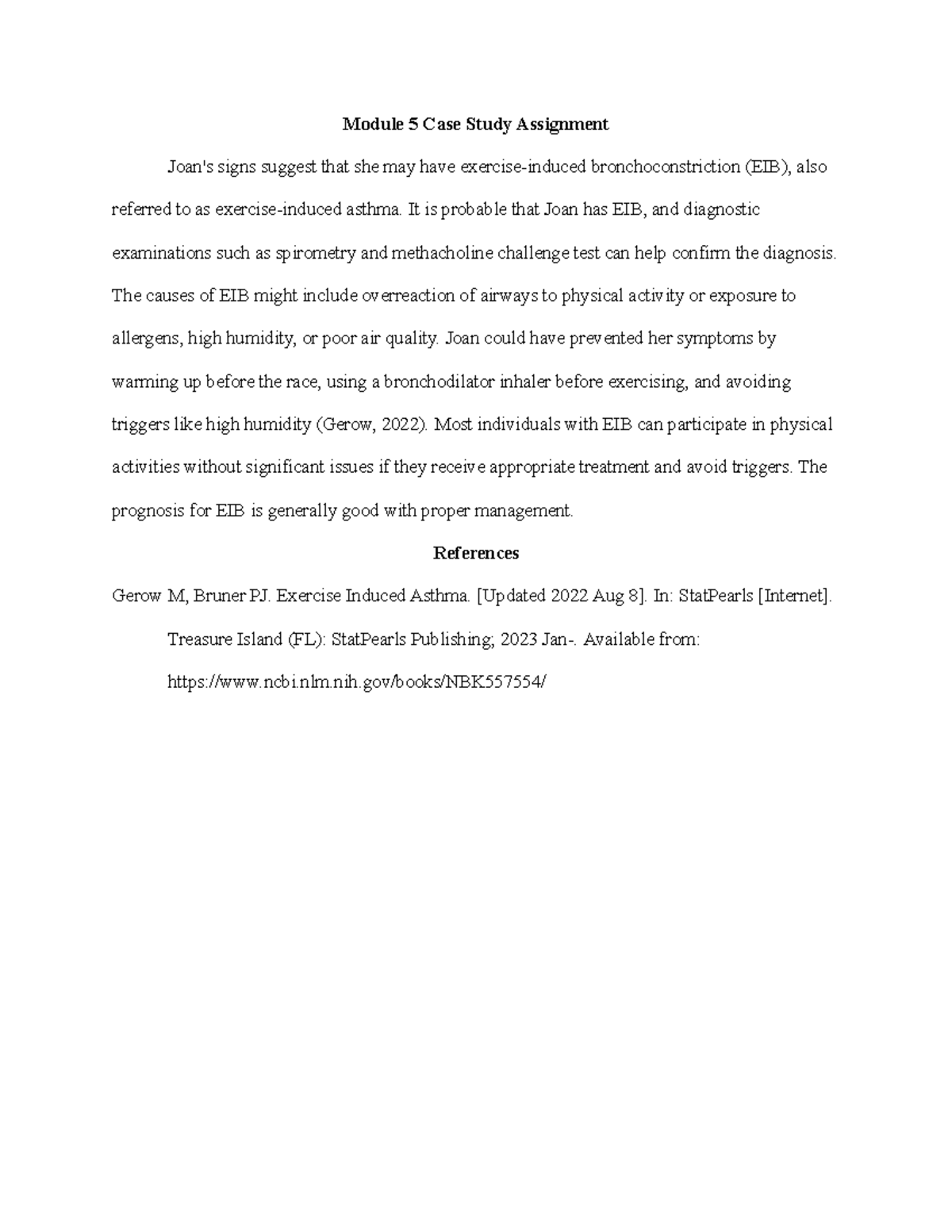 Module 5 Case Study - Rrrr - Module 5 Case Study Assignment Joan's signs suggest that she may ...