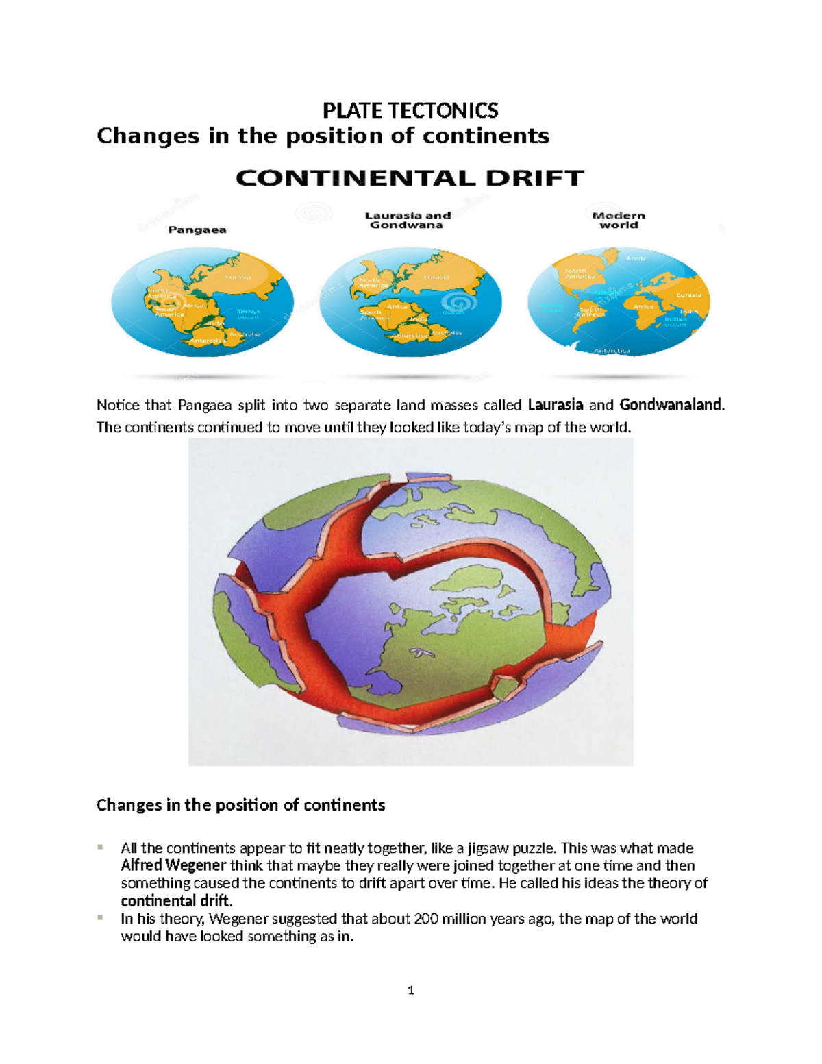 Grade 10 Continental Drift Plate Tectonics 2023 - PLATE TECTONICS ...