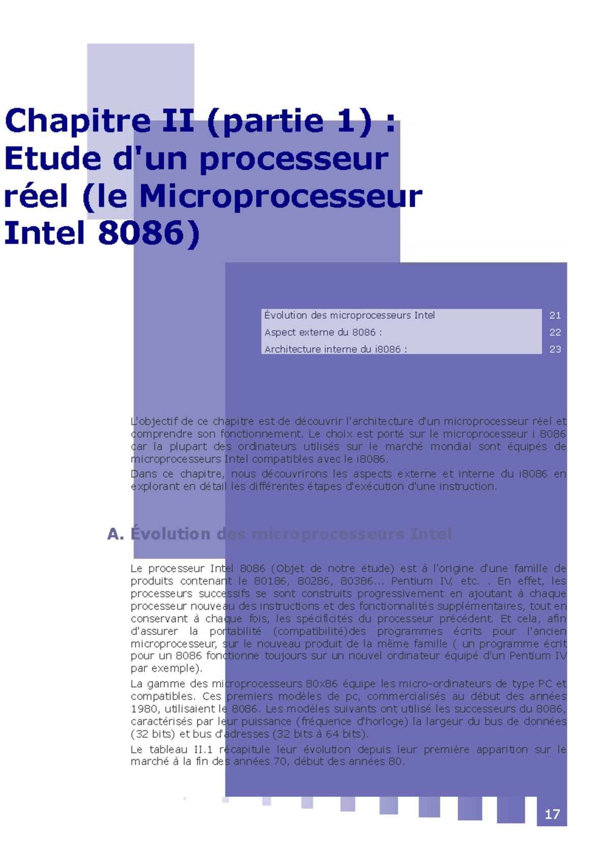 Chap2 partie 1 2021 - II - Chapitre II (partie 1) : Etude d'un processeur réel (le ...