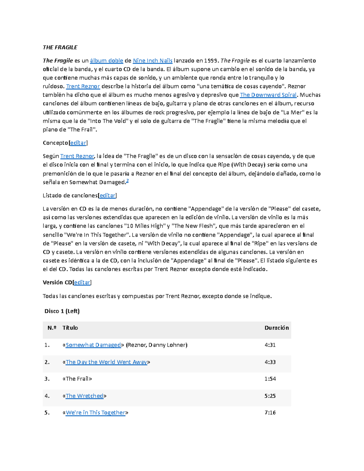 THE Fragile - THE FRAGILE The Fragile es un álbum doble de Nine Inch ...