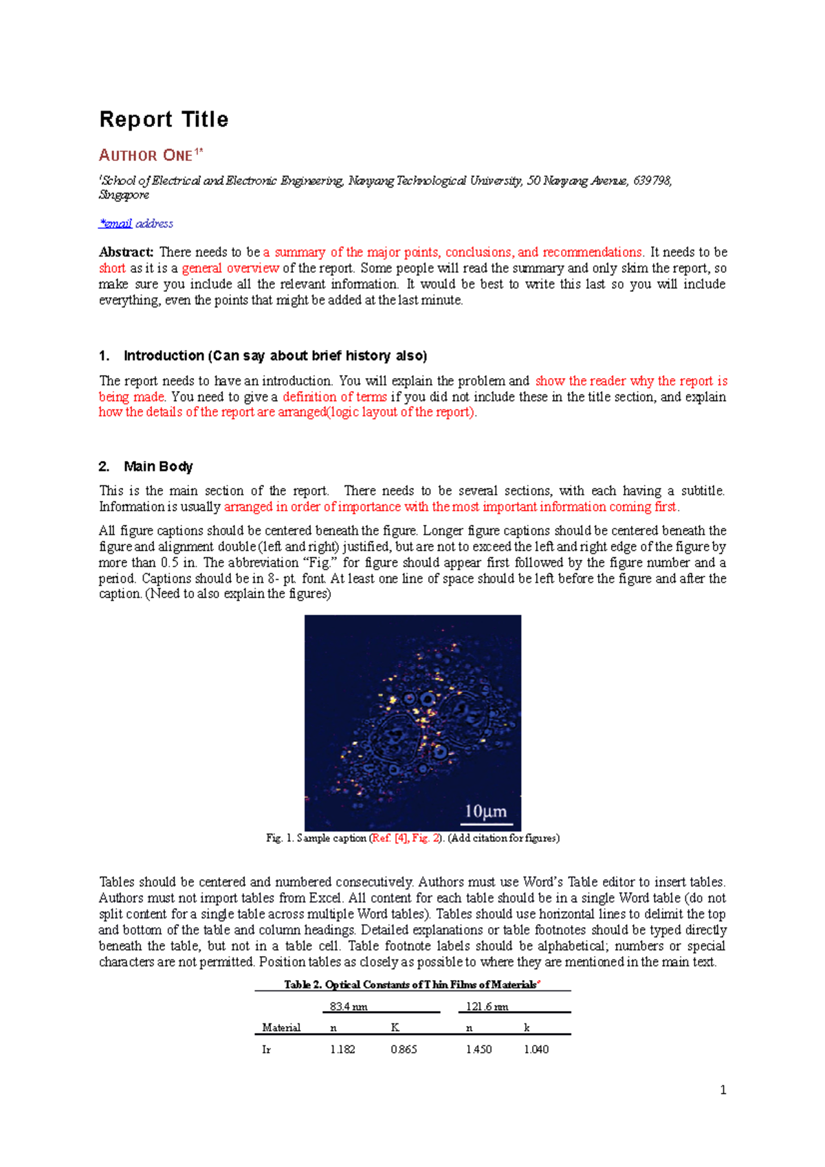CA2 Template - Report Title AUTHOR ONE1* 1 School of Electrical and ...