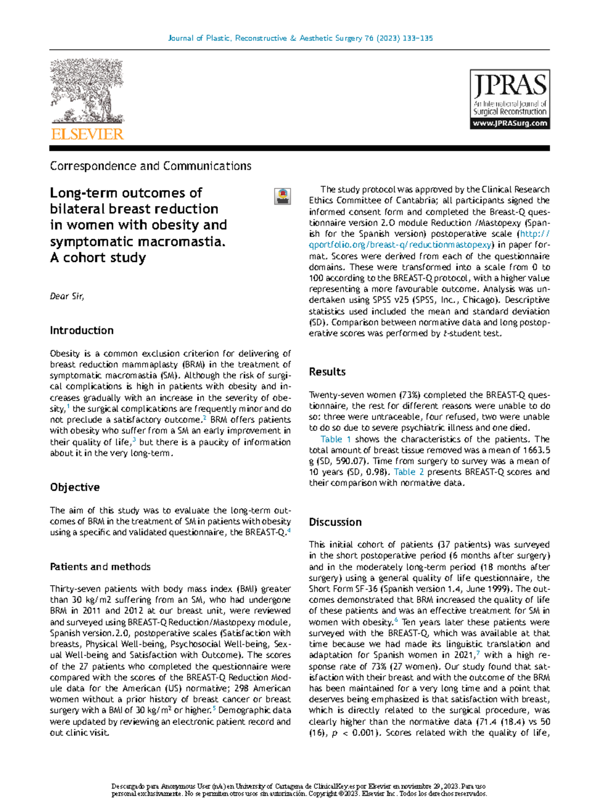 Dra. berrocal - CIRUGIA - Journal of Plastic, Reconstructive ...