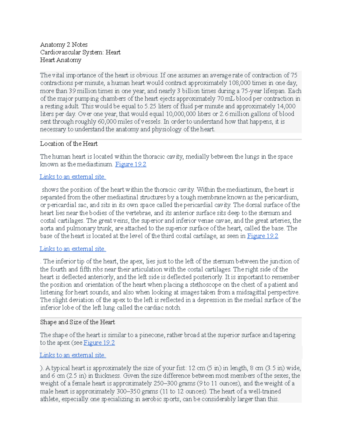 Heart Anatomy Notes - Anatomy 2 Notes Cardiovascular System: Heart ...