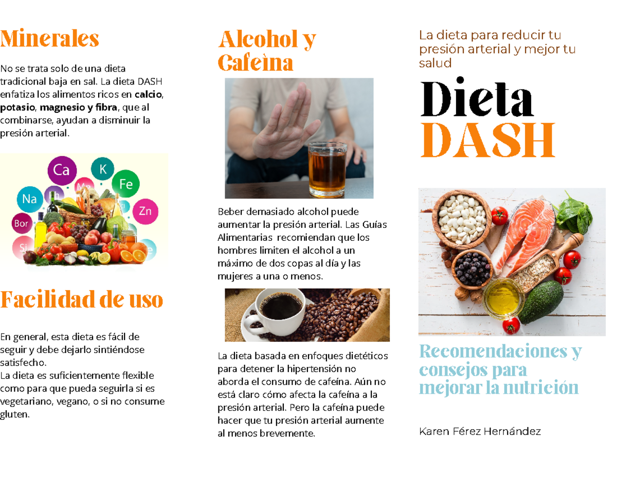 Folleto Dieta DASH - Alcohol y Cafeína Facilidad de uso Beber demasiado ...