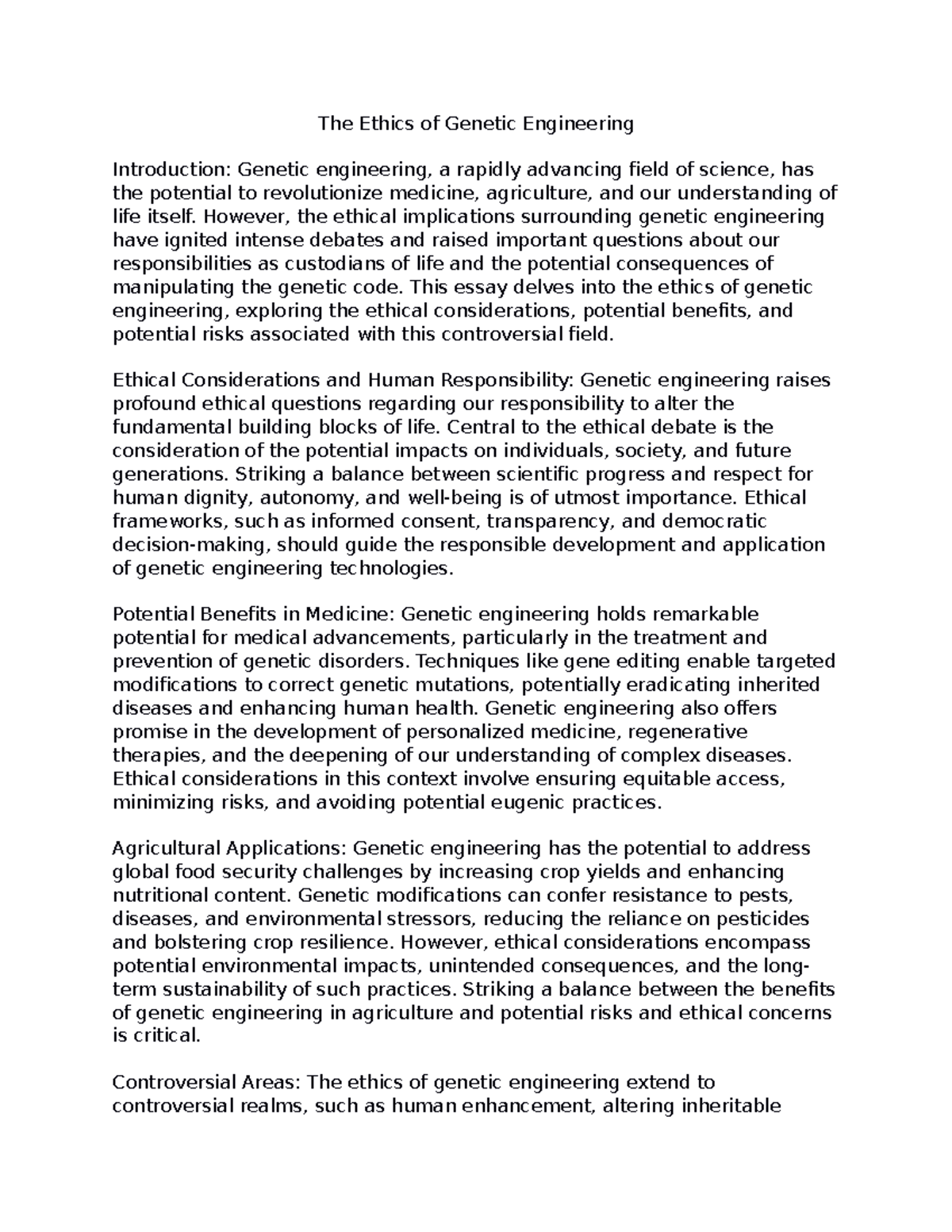 The Ethics of Genetic Engineering - The Ethics of Genetic Engineering ...