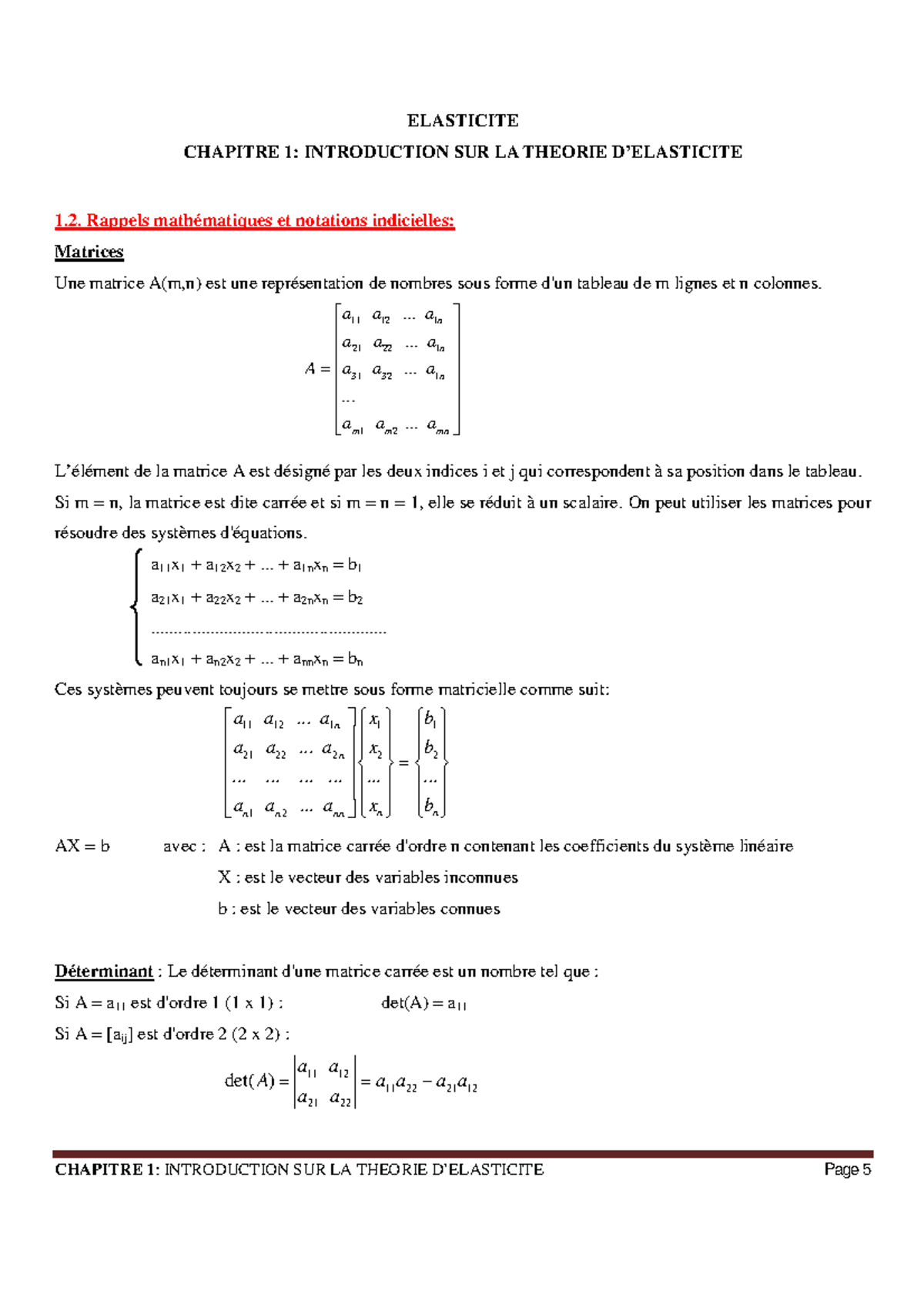 Chapitre 1- Introduction Partie 2 - ELASTICITE CHAPITRE 1: INTRODUCTION SUR LA THEORIE D ...