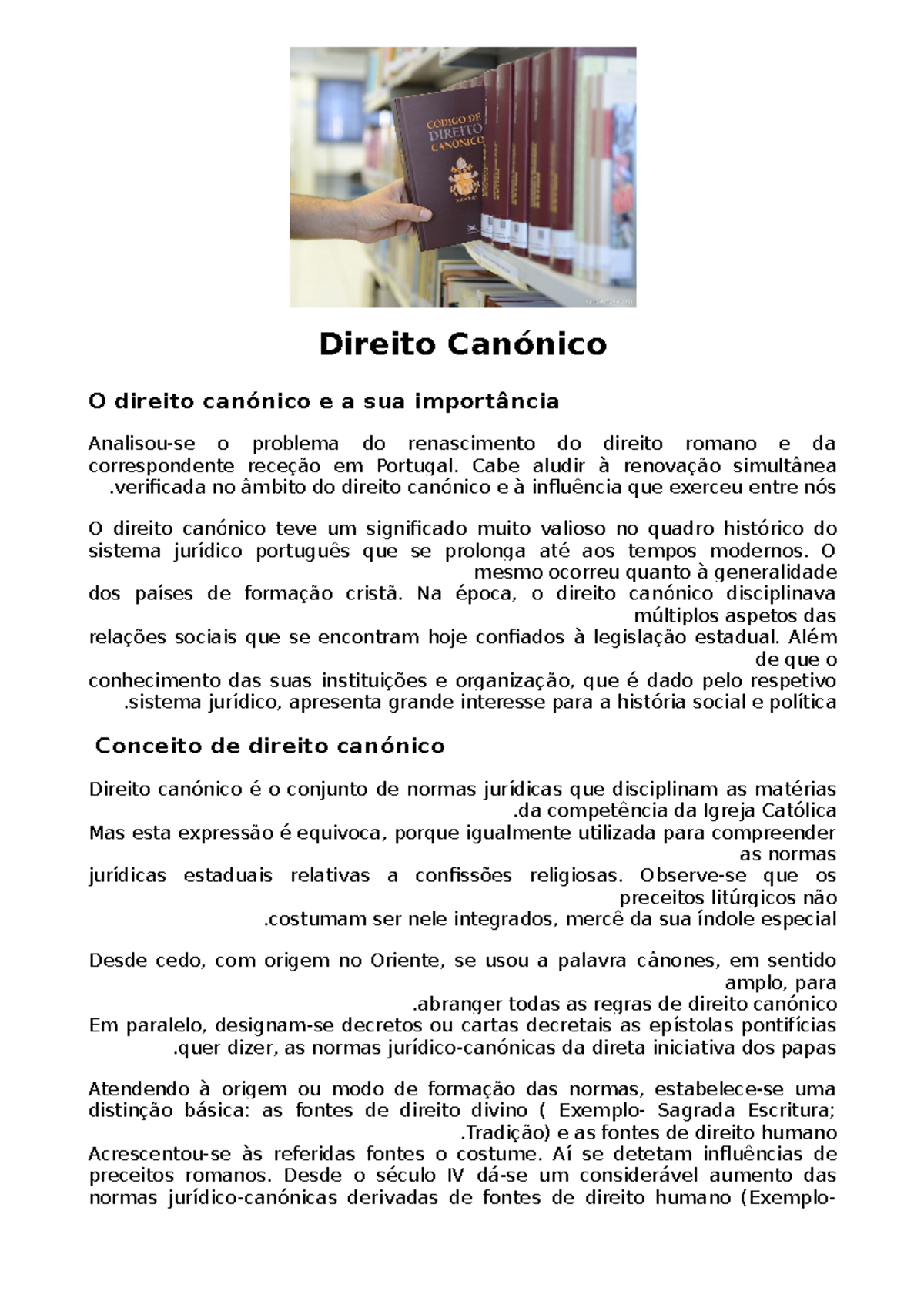 Direito Canónico Word - Direito Canónico O direito canónico e a sua ...