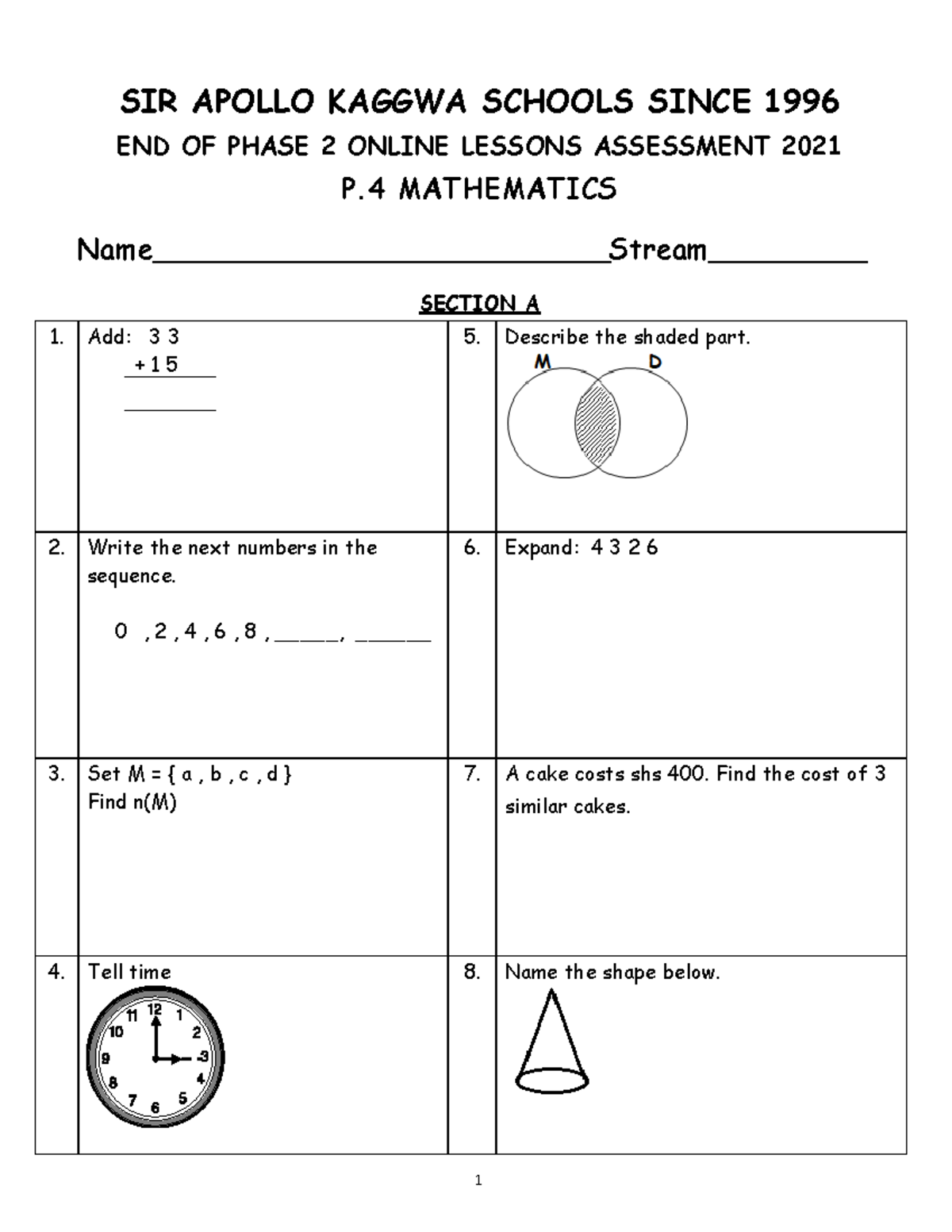 P.4 MTC TEST formular and answers to marking guide - SIR APOLLO KAGGWA ...