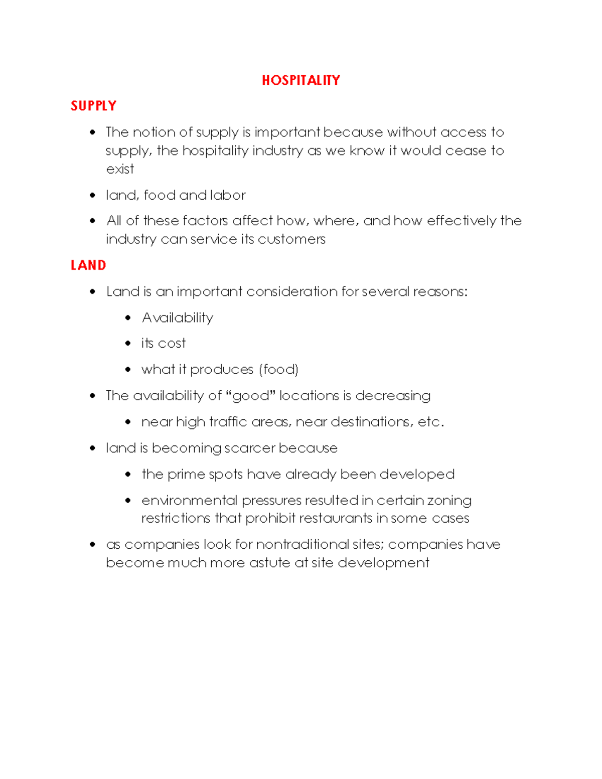 Hospitality 2 - study guide - International Tourism and Hospitality ...
